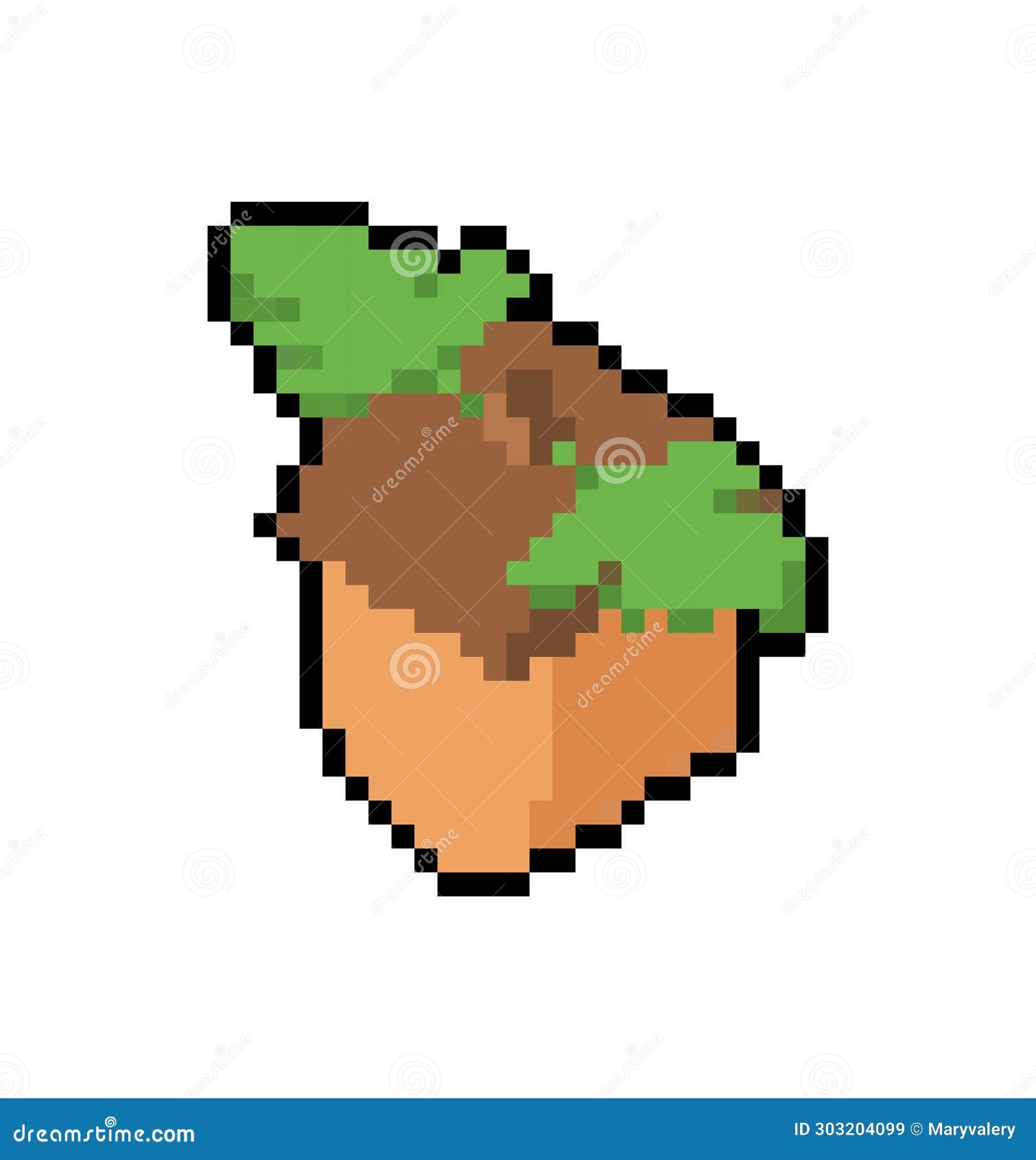 Acorn Pixel Art Isolated. 8 Bit Pixelated Fruit of the Oak Tree Stock ...
