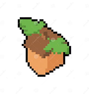 Acorn Pixel Art Isolated. 8 Bit Pixelated Fruit of the Oak Tree Stock ...