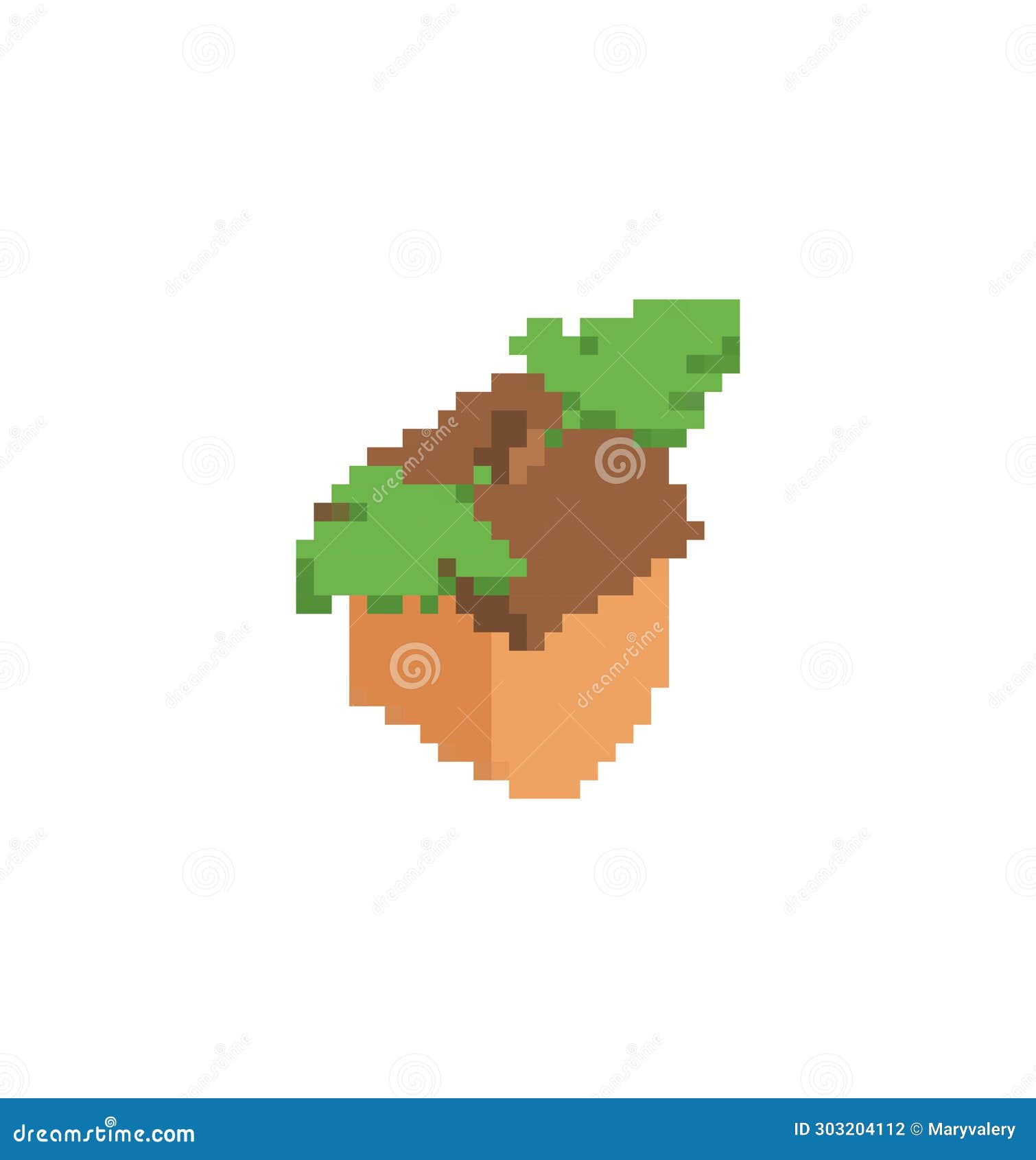 Acorn Pixel Art Isolated. 8 Bit Pixelated Fruit of the Oak Tree Stock ...