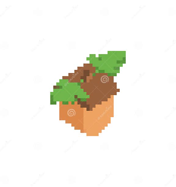 Acorn Pixel Art Isolated. 8 Bit Pixelated Fruit of the Oak Tree Stock ...