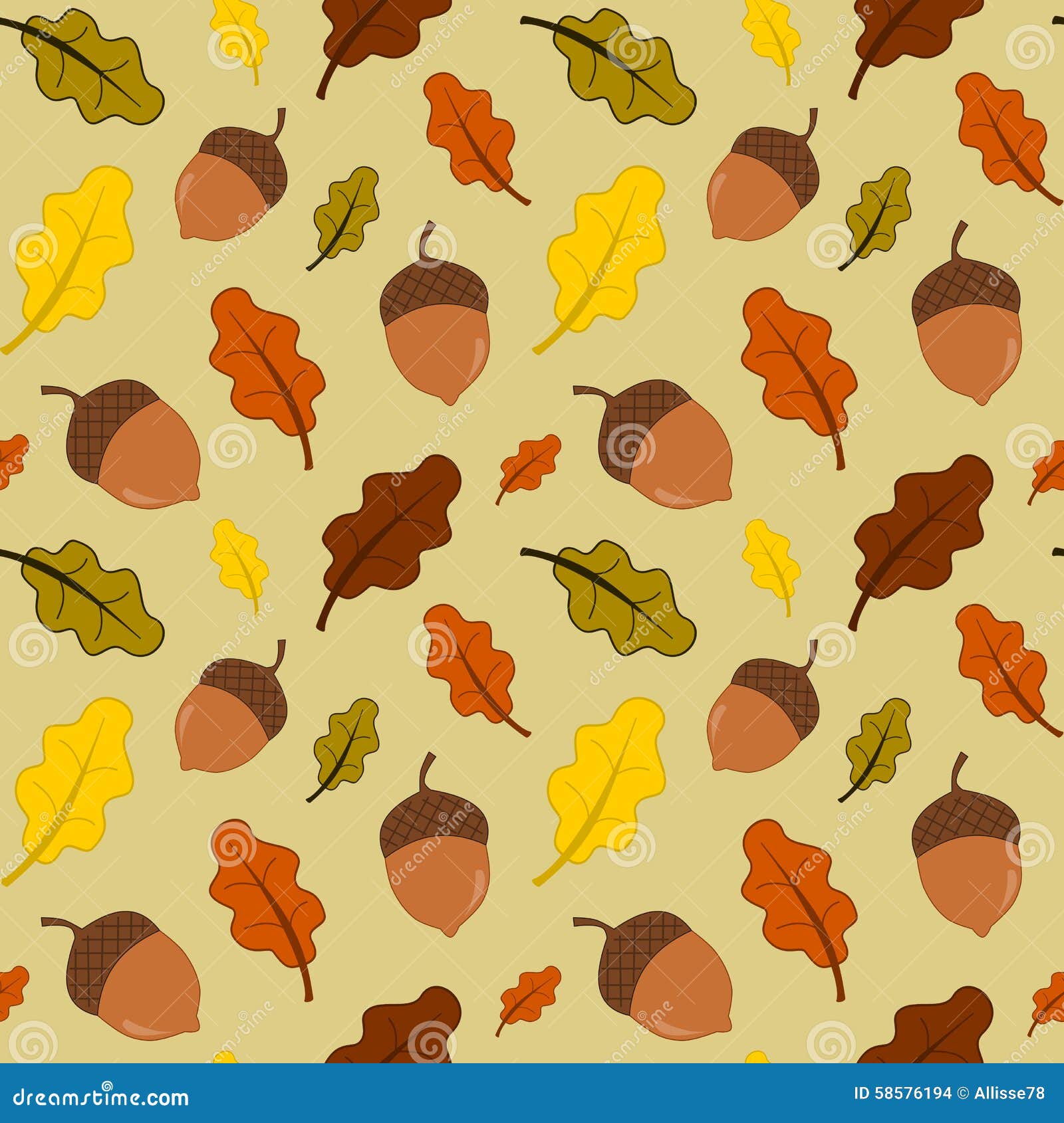 Acorn Seamless Pattern Background Illustration Stock Vector ...
