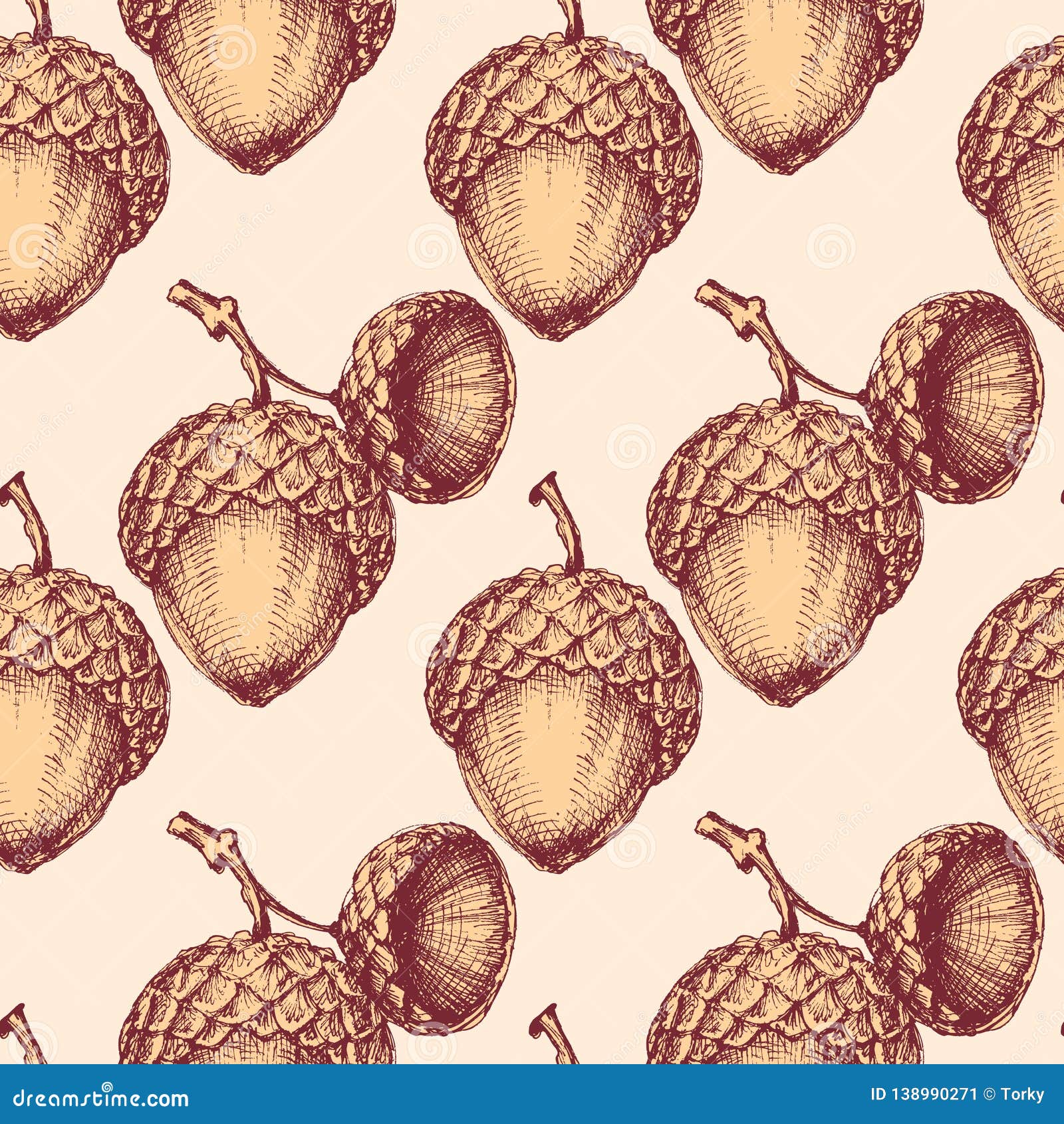 Acorn seamless pattern stock vector. Illustration of fruit - 138990271
