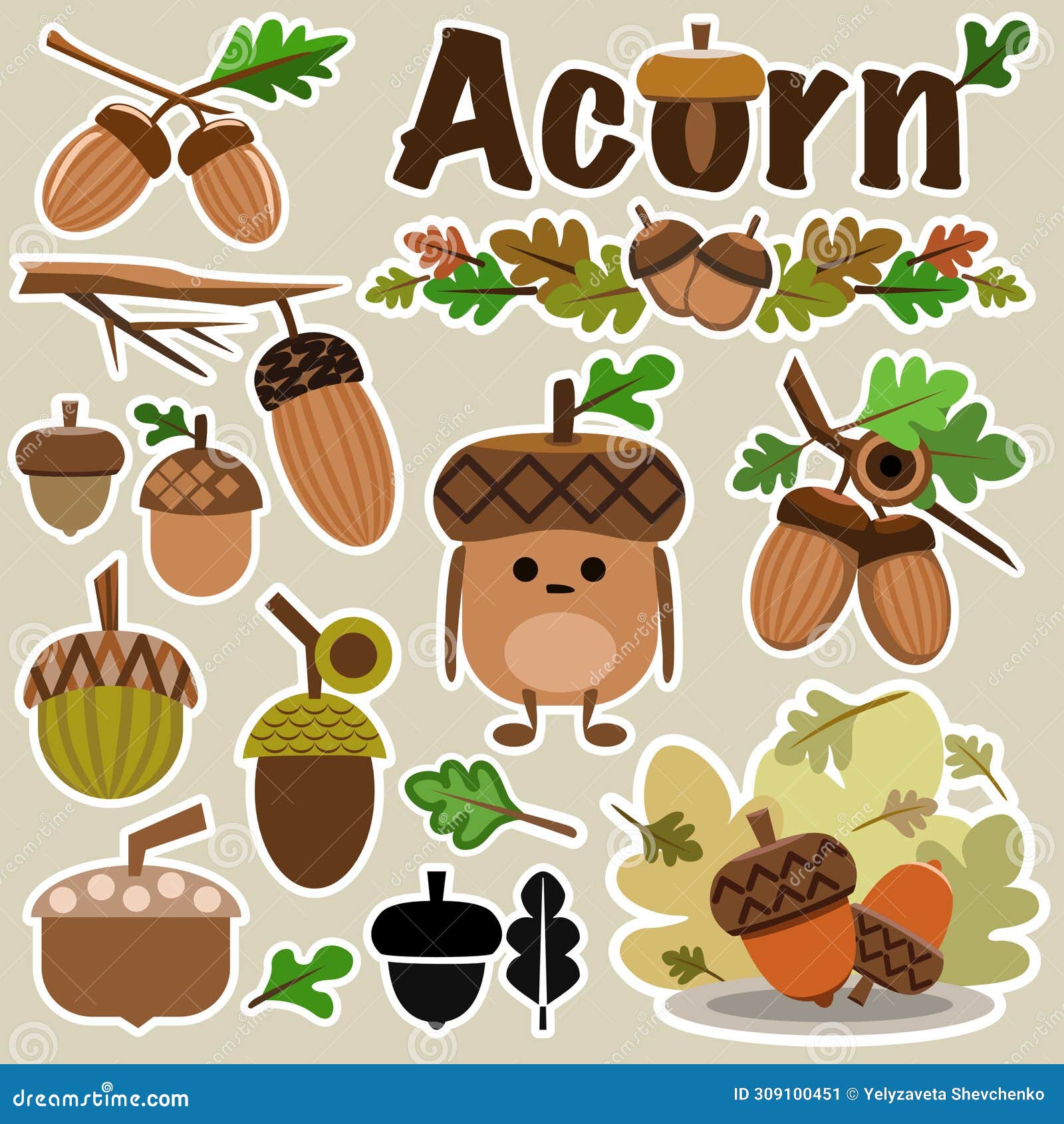 Acorn Vector Art Stickers and Little Character Stock Vector ...