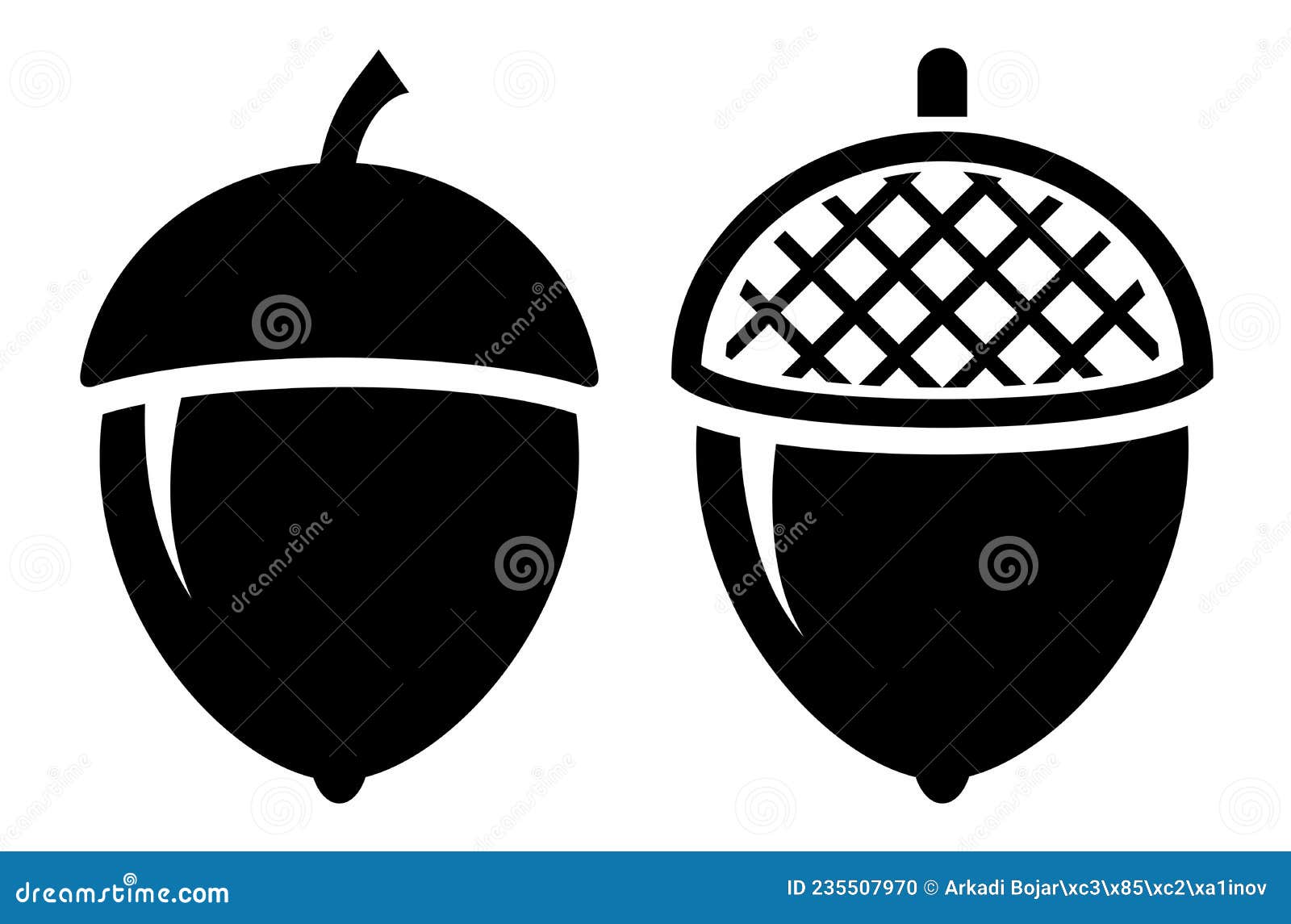 Acorn. Vector Illustration Of Acorns With Oak Leaves. Continuous One ...
