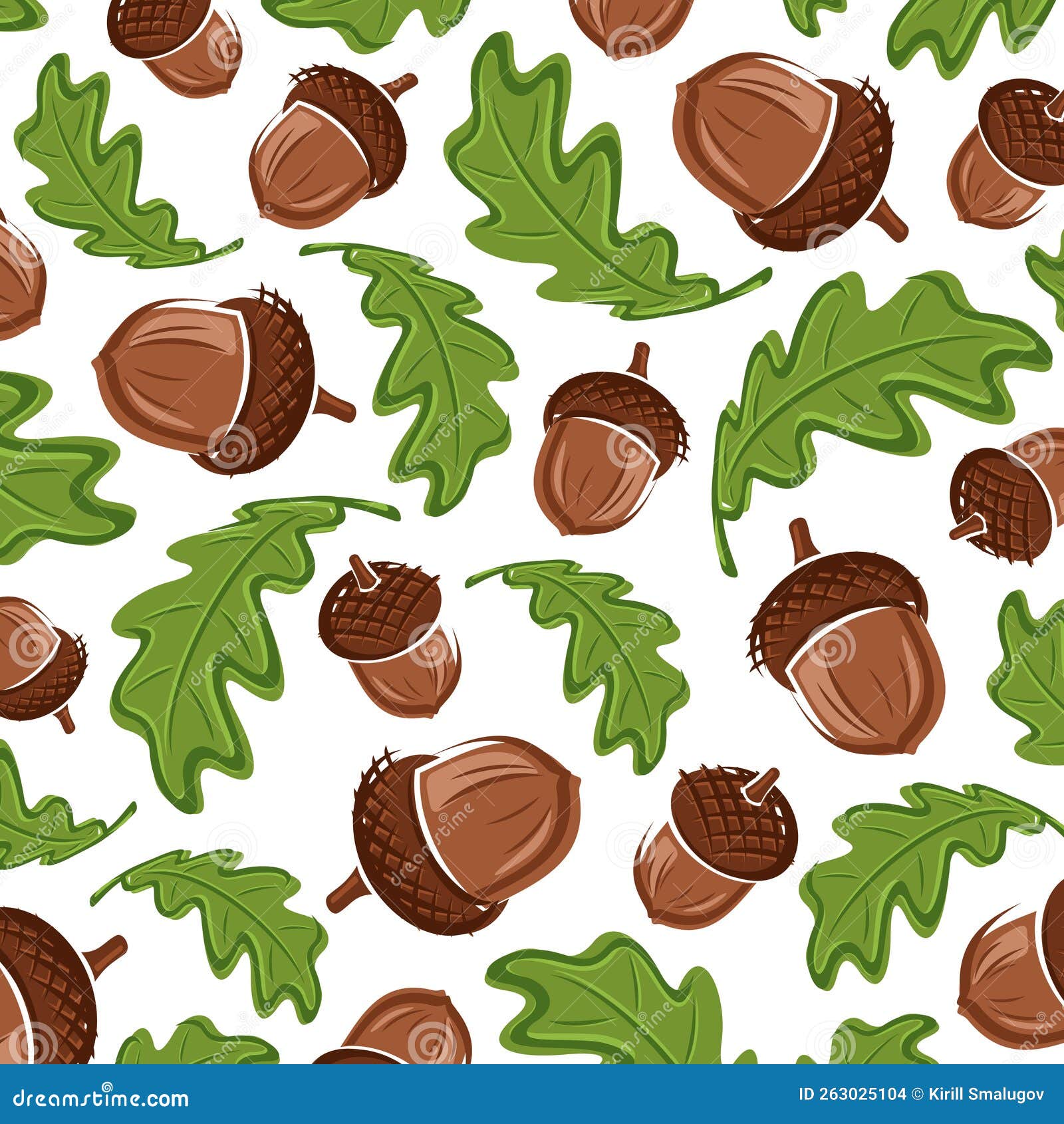 Acorns Pattern Background Set. Collection Icon Acorns Stock Vector ...