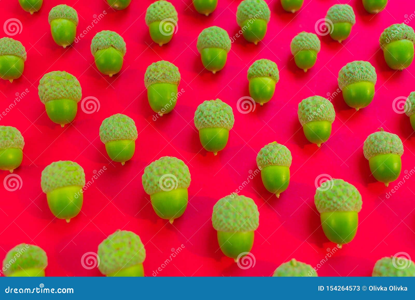 Acorns Pattern Folded on a Red Background Flat Lay. Top View, Flat Lay ...
