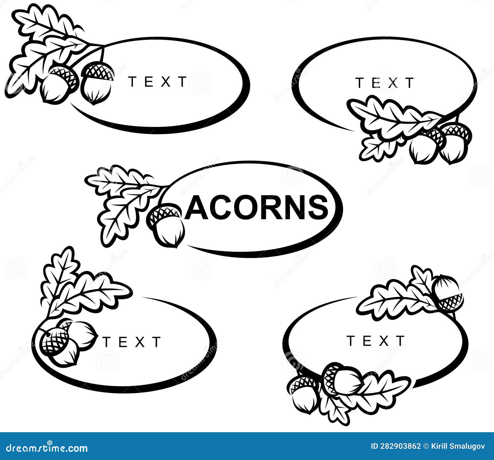 Acorns Set. Collection Acorns Leaves Frame Stock Illustration ...