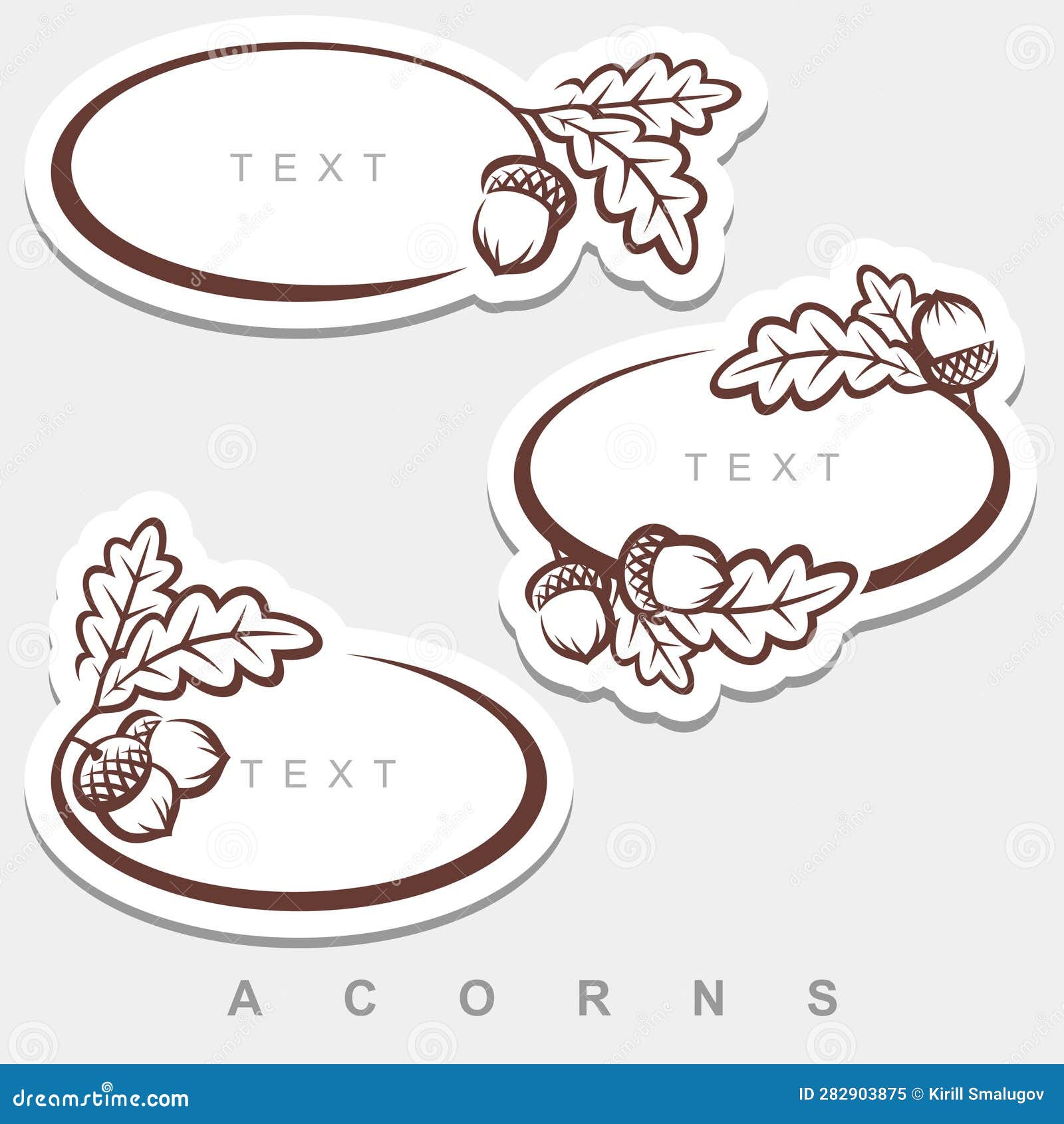 Acorns Set. Collection Acorns Leaves Frame Stock Illustration ...