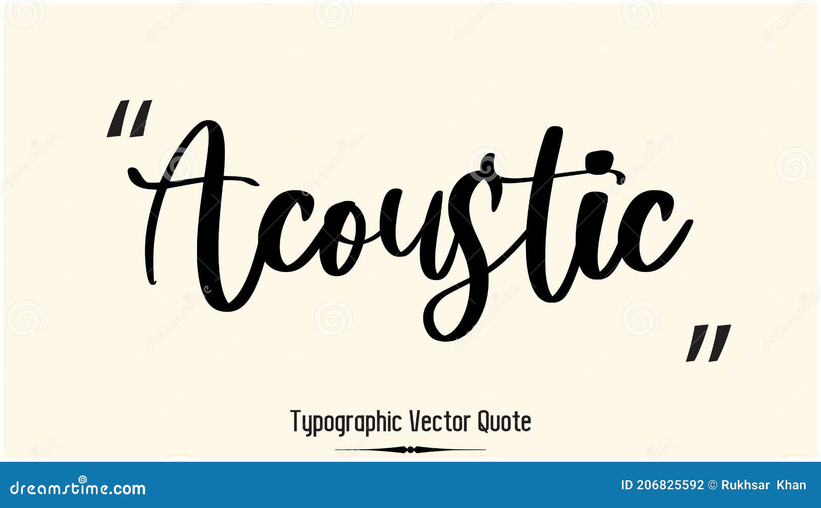 Acoustic Cursive Calligraphy Black Color Text on White Background Stock ...