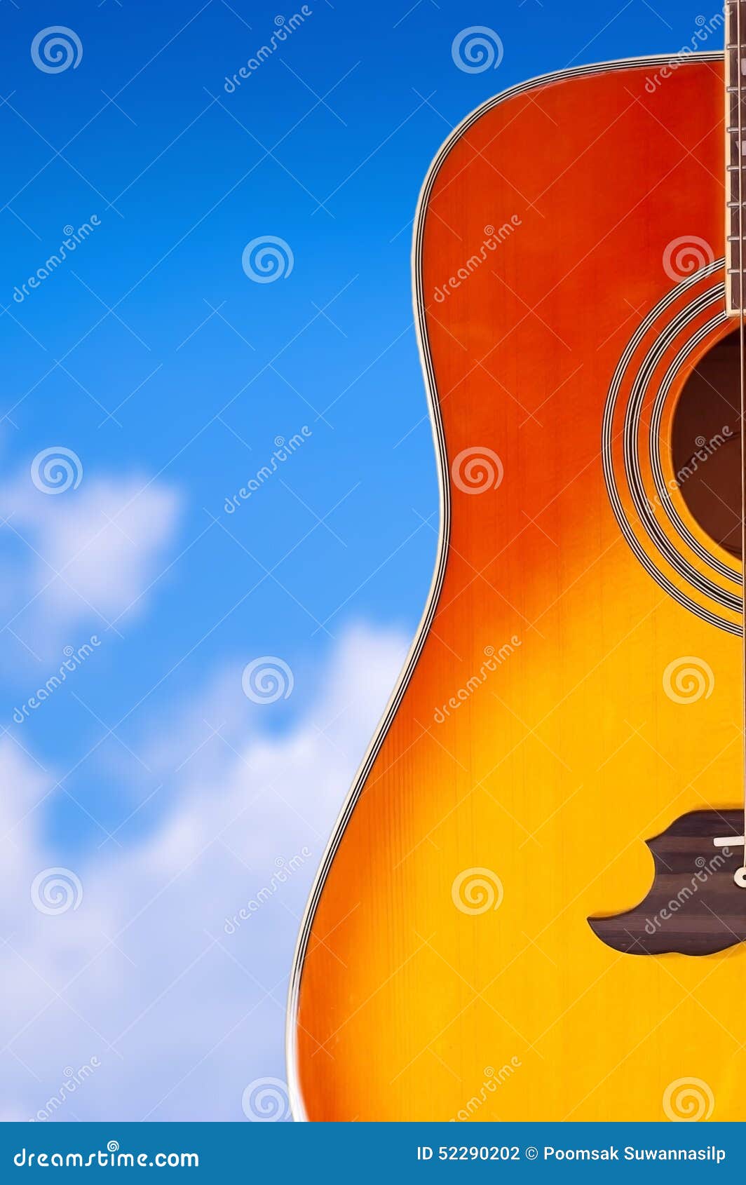 Acoustic Guitar on the Backdrop of the Sky Stock Photo - Image of ...