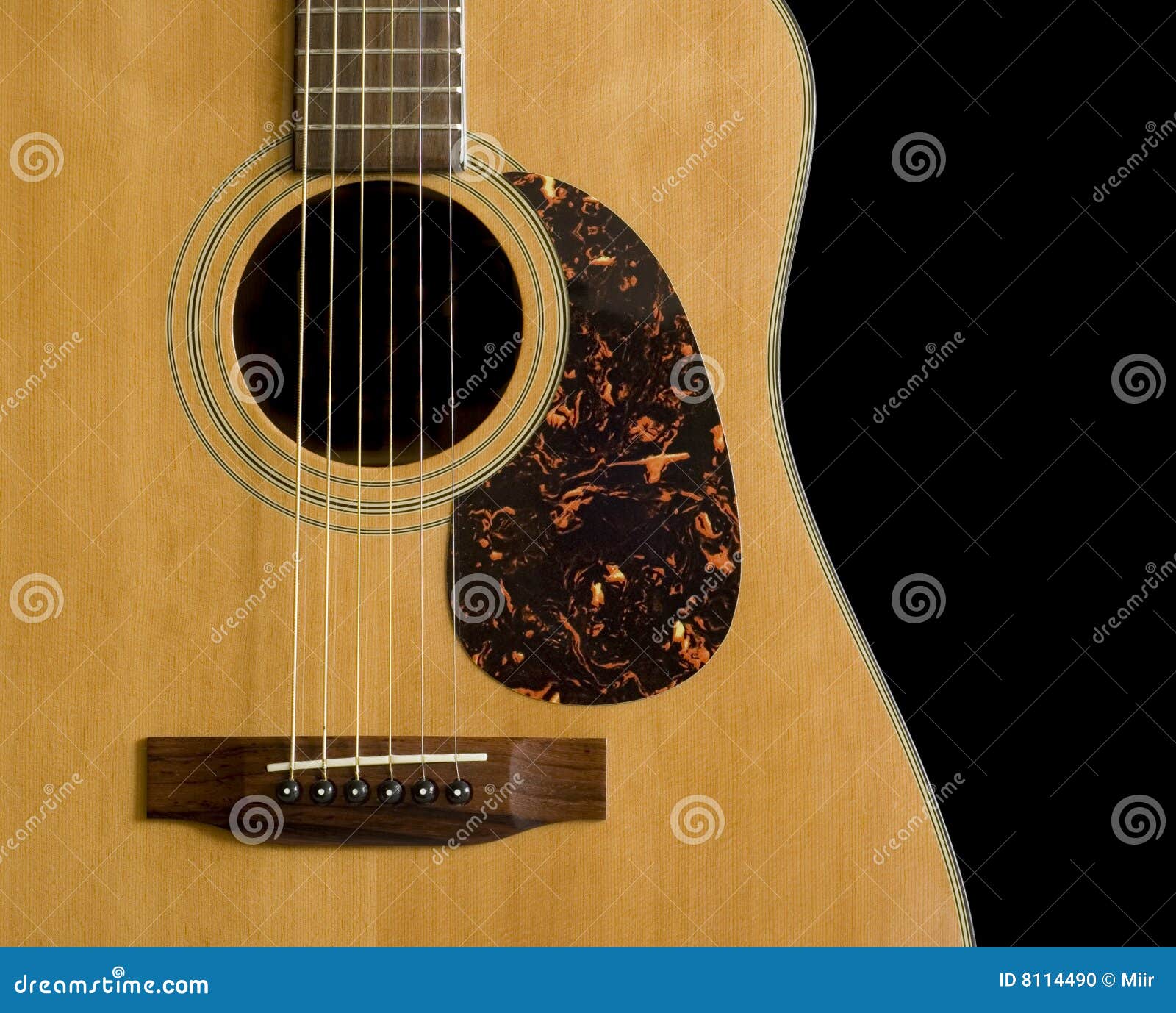 Acoustic Guitar on Black Background Stock Photo - Image of tortoise ...
