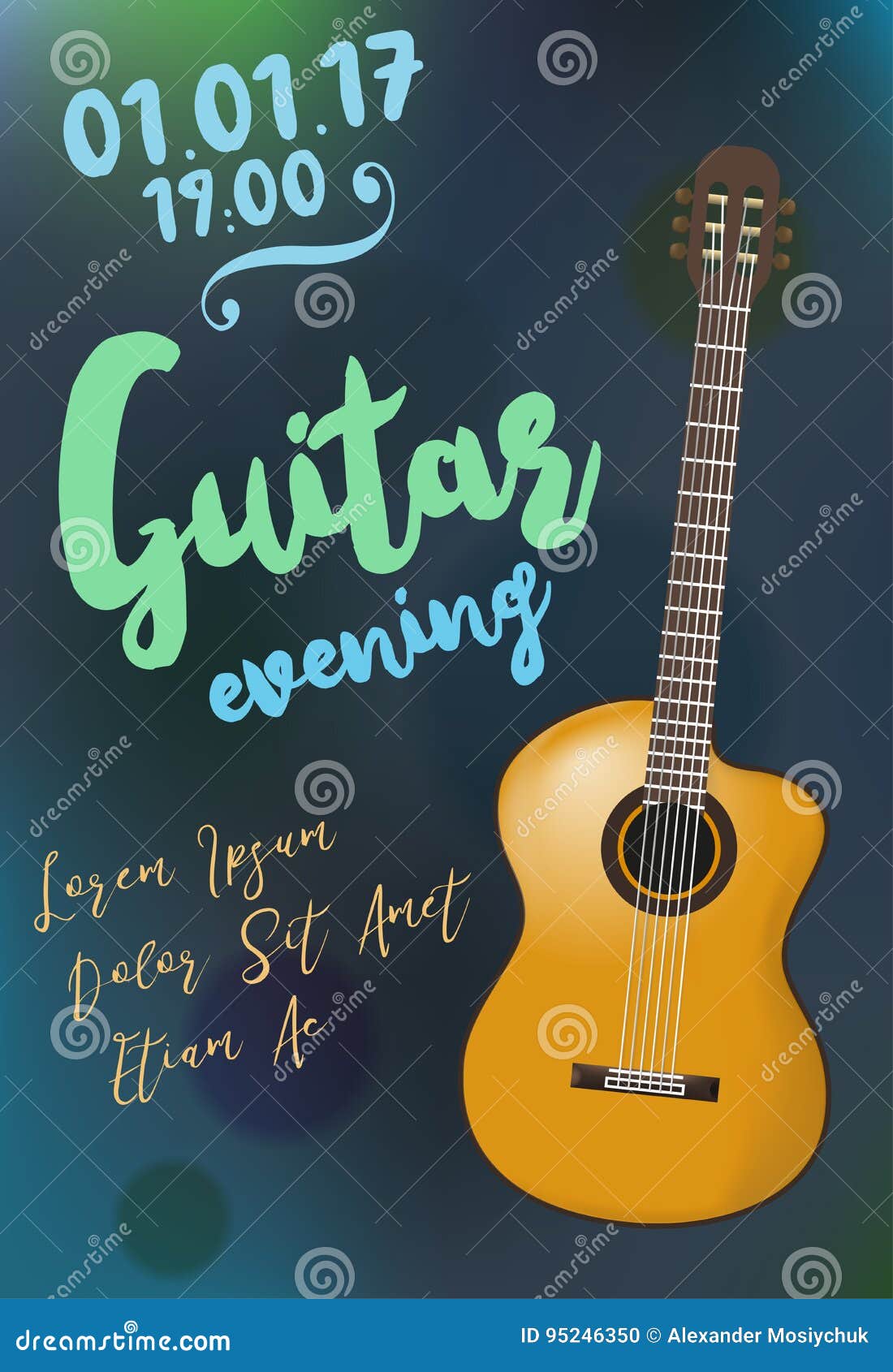 Acoustic Guitar Event Design Template for Flyer, Poster, Invitation ...