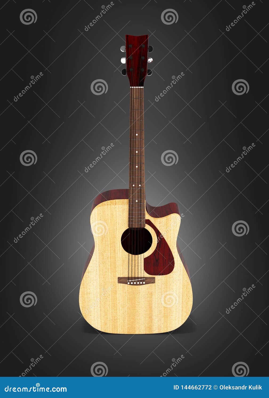 Acoustic Guitar Front View On Black Gradient Background 3d Stock Photo ...