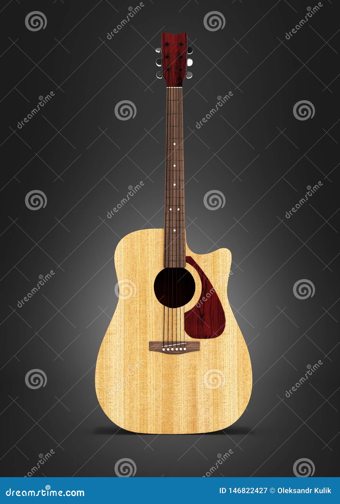 Acoustic Guitar Front View On Black Gradient Background 3d Royalty-Free ...