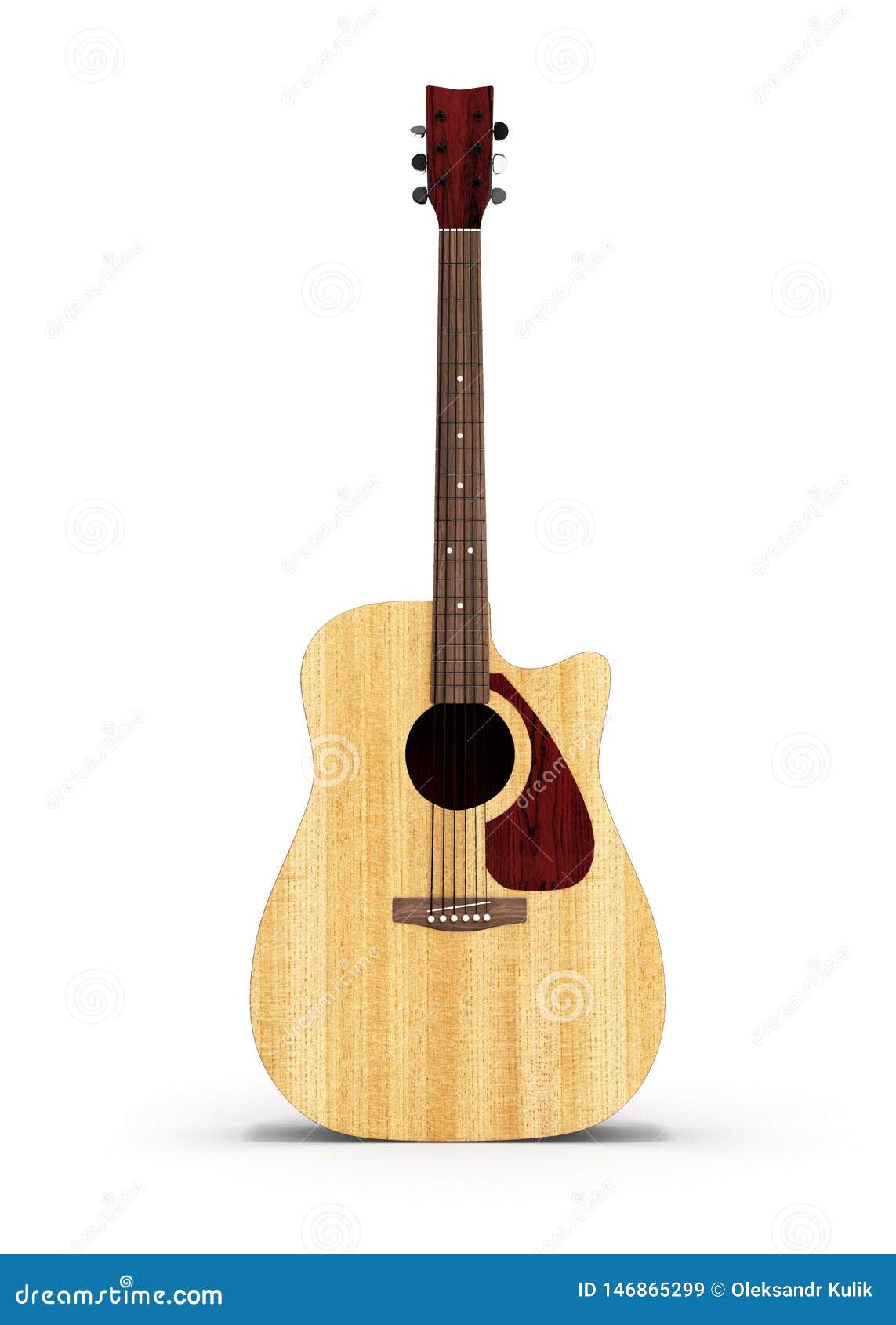 Acoustic Guitar Front View Isolated on White Background 3d Stock ...