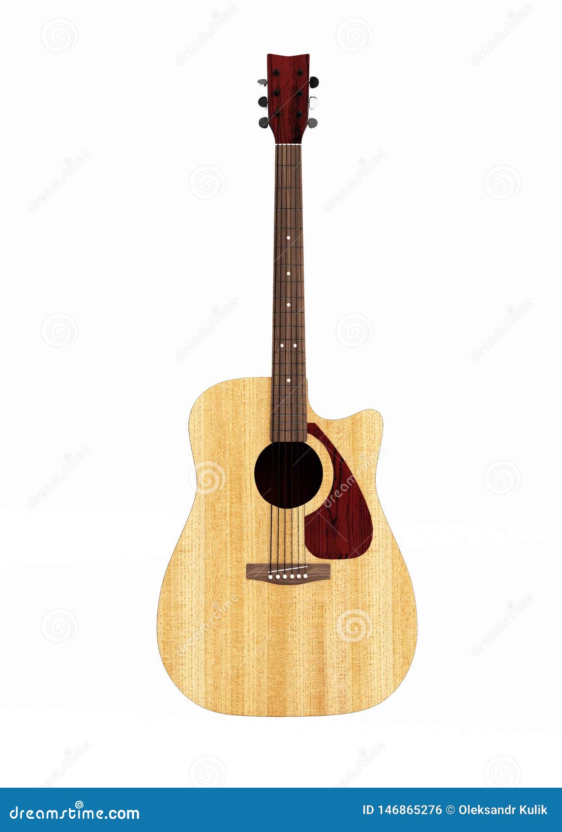 Acoustic Guitar Front View without Shadow on White Background 3d Stock ...