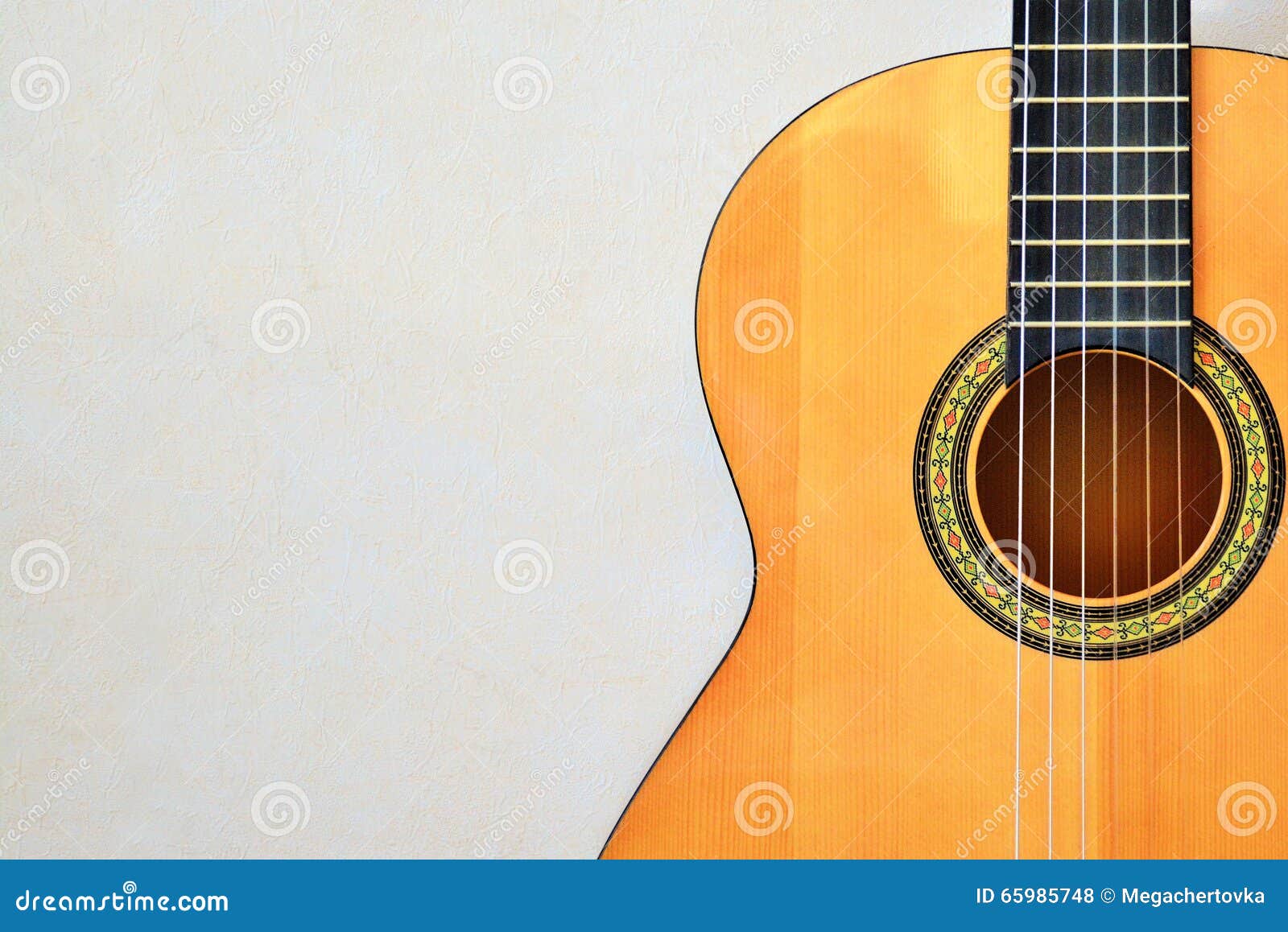 Acoustic Guitar Front View with Space for Text Stock Photo - Image of ...