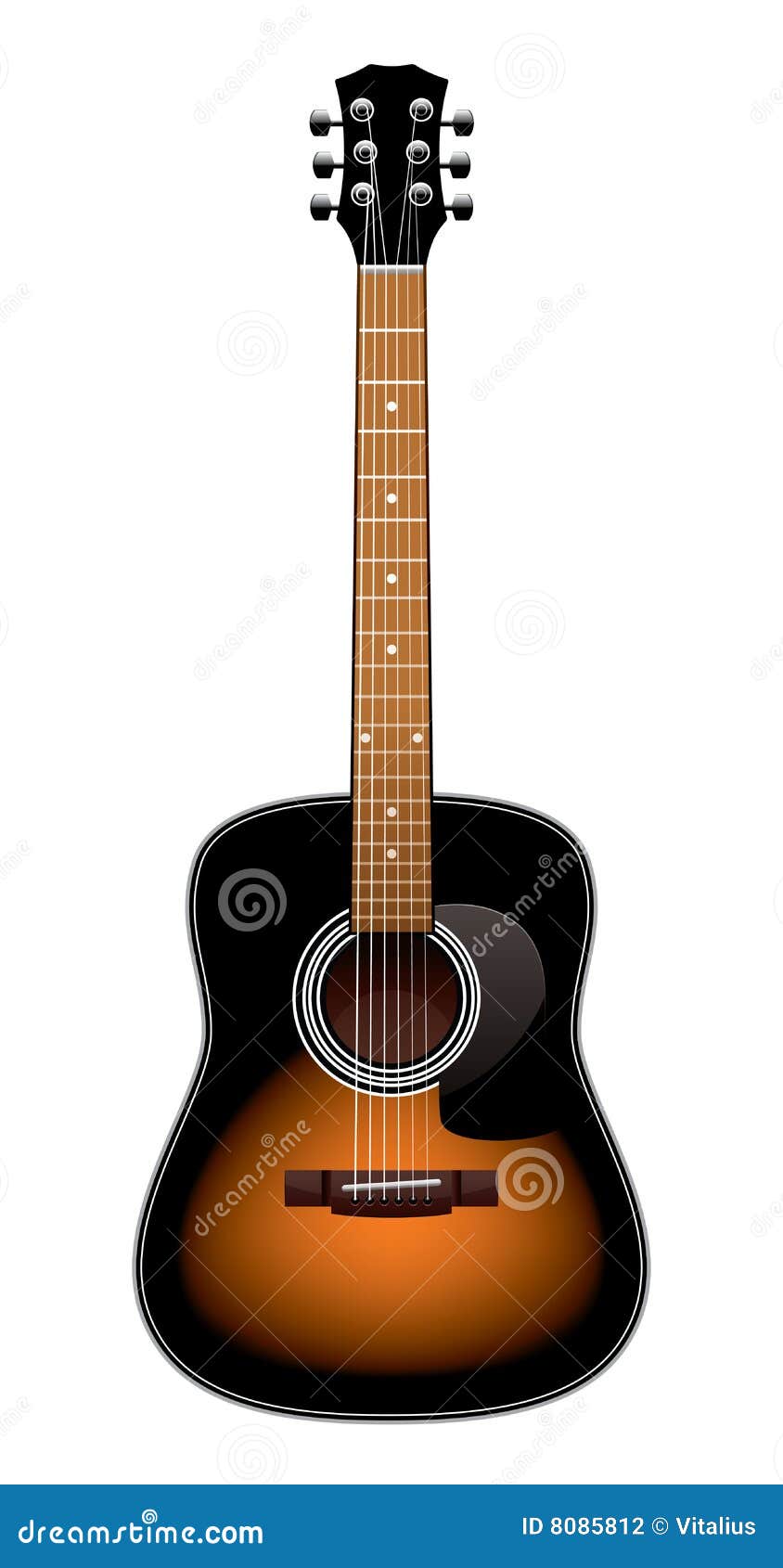 Acoustic Guitar Front View On Blue Gradient Background 3d Stock Photo ...