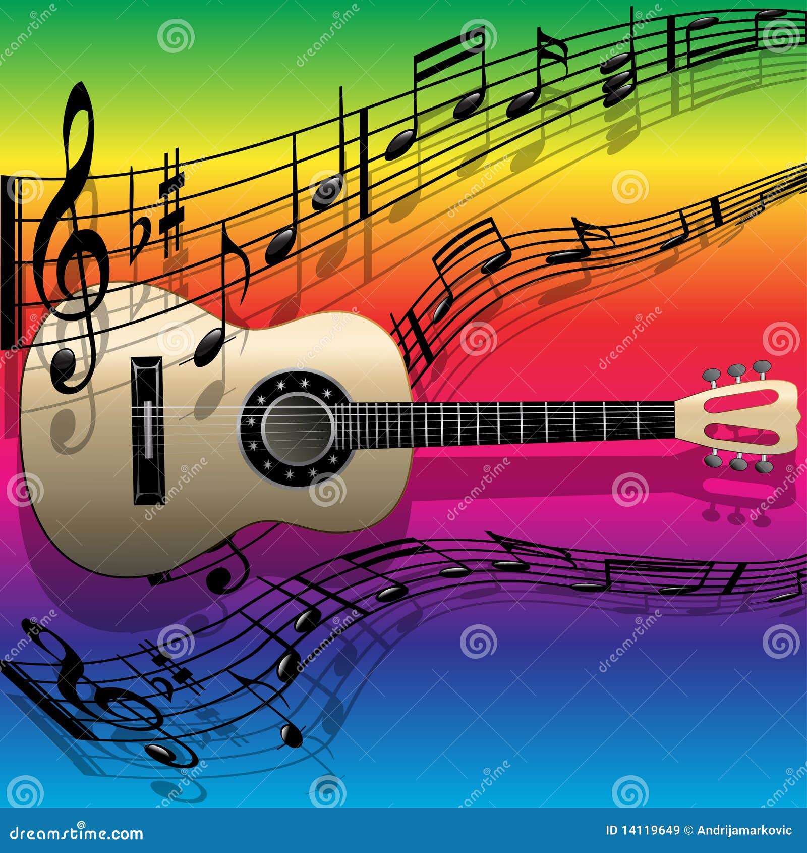 Acoustic guitar-Melody stock vector. Illustration of musical - 14119649