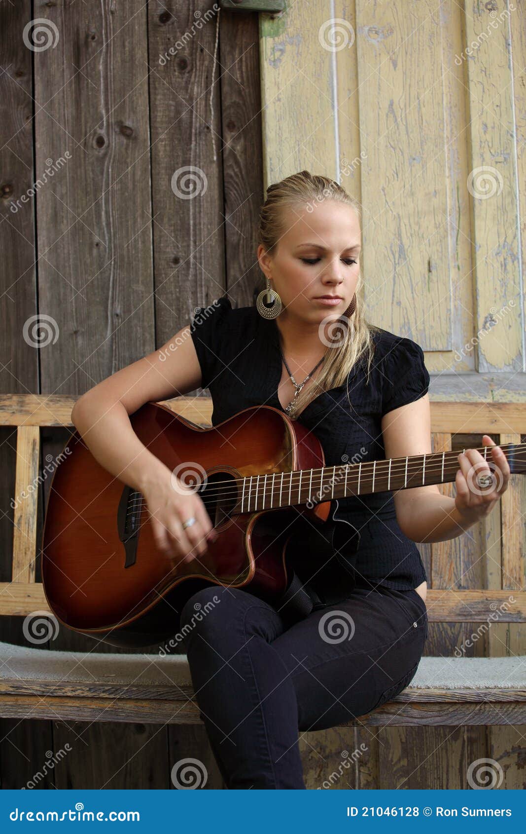 Acoustic guitar player stock photo. Image of guitar, beautiful - 21046128
