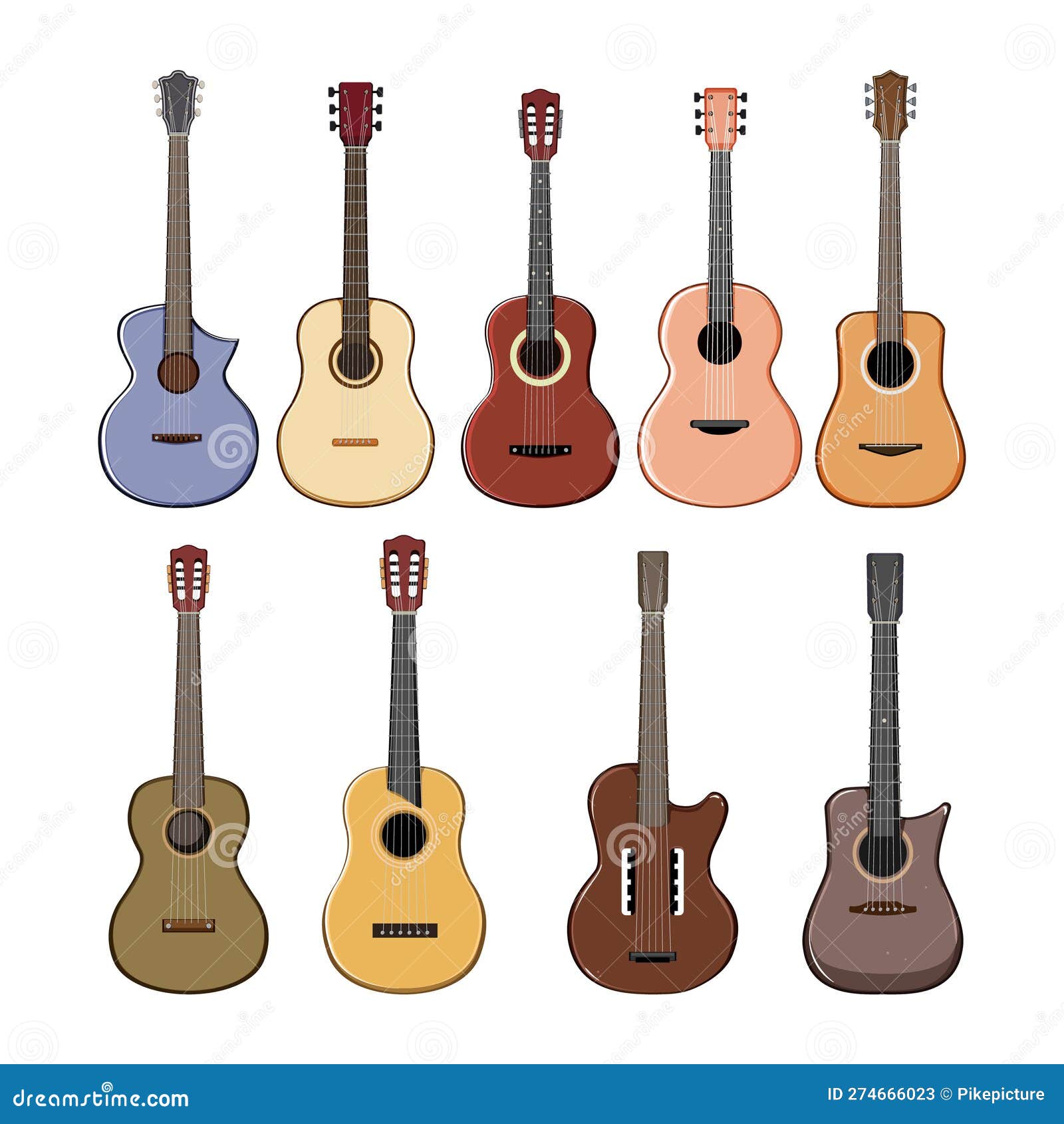 Acoustic Guitar Set Cartoon Vector Illustration Stock Vector ...