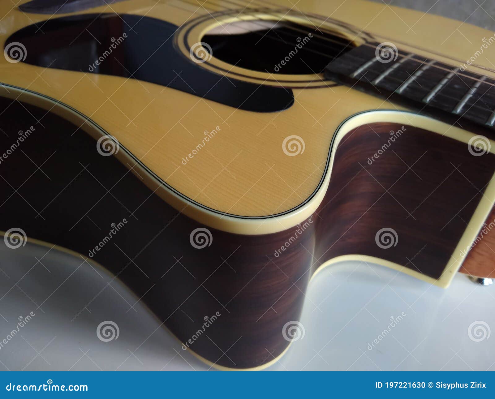 Acoustic Guitar Side View Strings and Fretboard Stock Photo - Image of ...