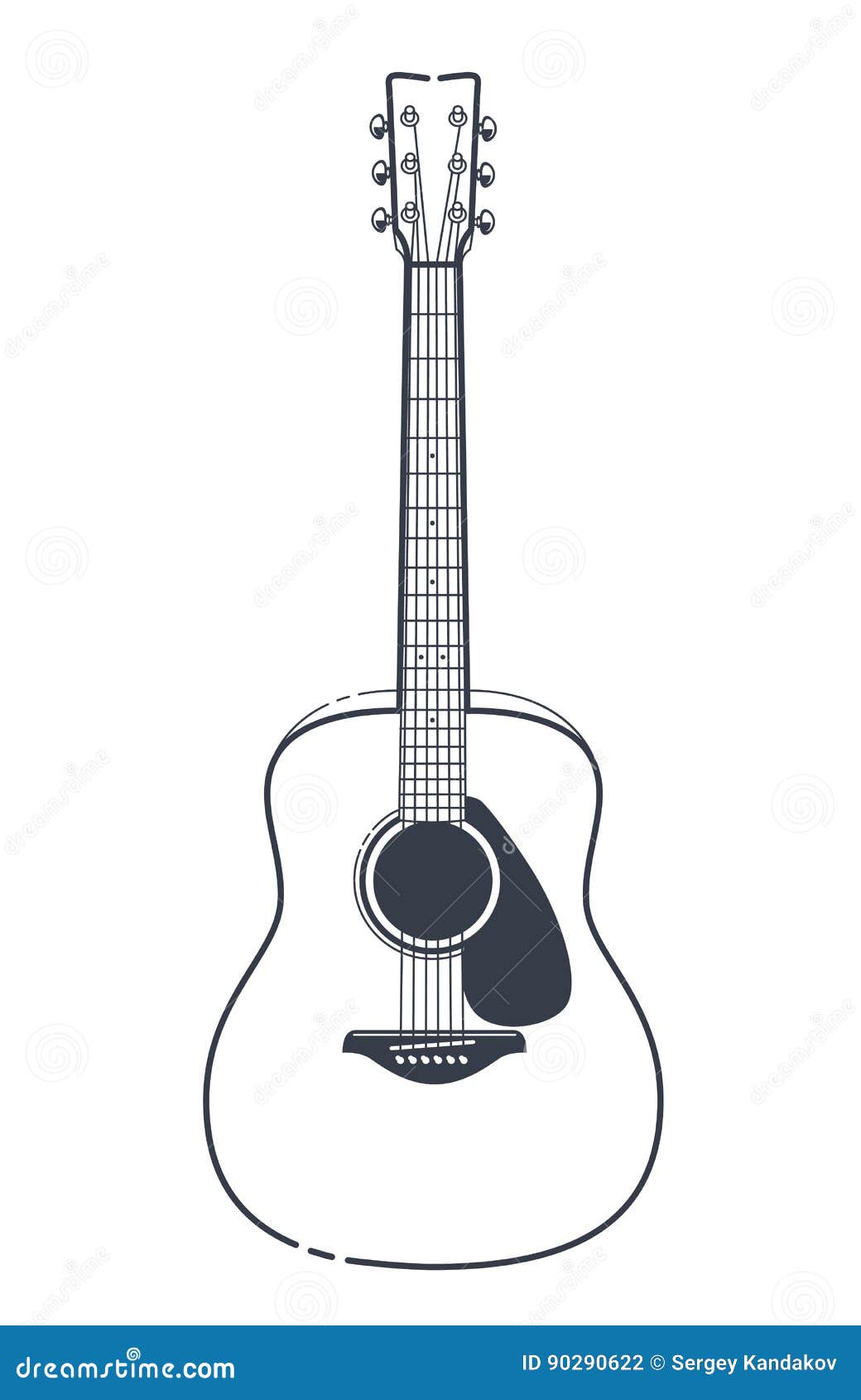 Acoustic Guitar Vector stock vector. Illustration of isolated - 90290622