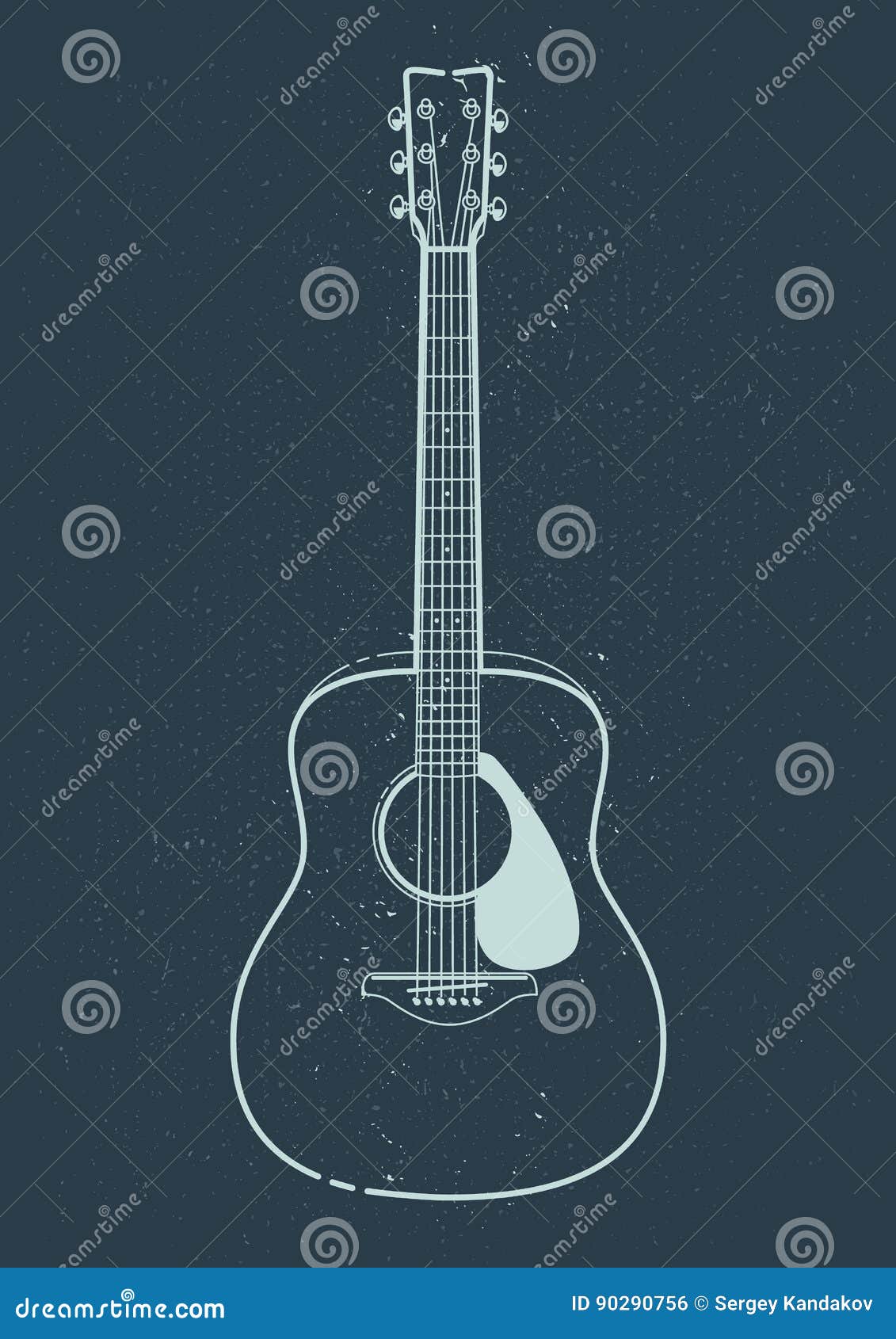 Acoustic Guitar Vector stock vector. Illustration of scheme - 90290756