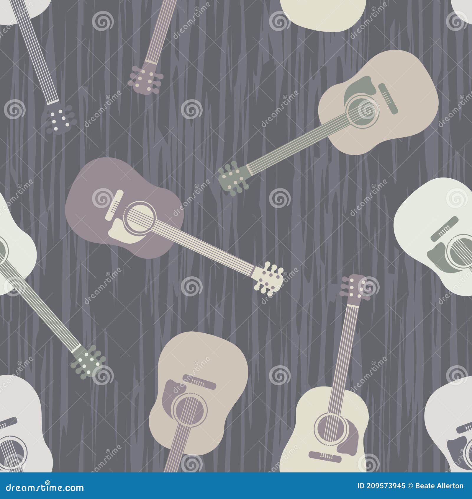 Acoustic Guitar Vector Seamless Pattern Background. Brown Musical ...