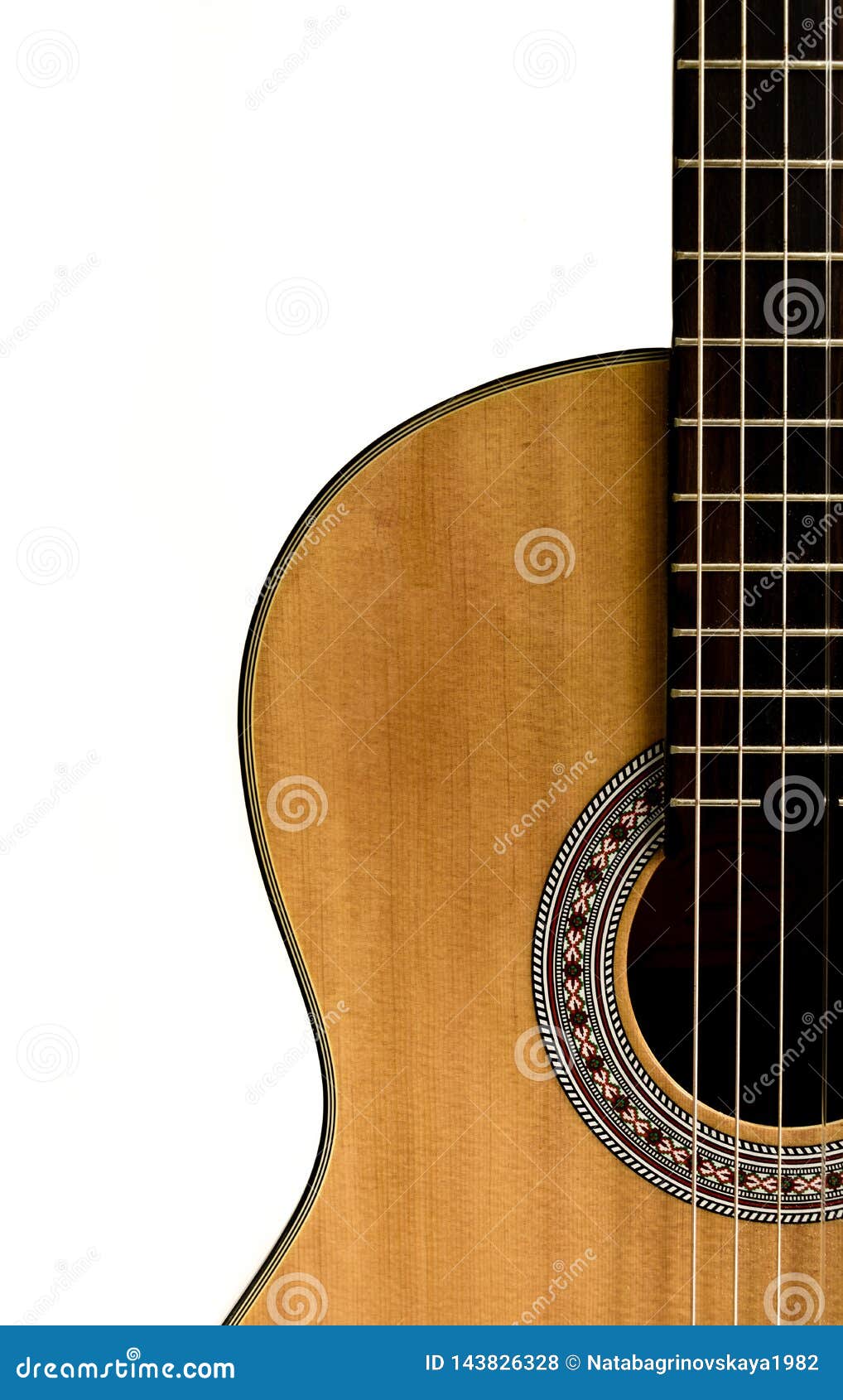 Acoustic Guitar on White Background Isolated Stock Photo - Image of ...
