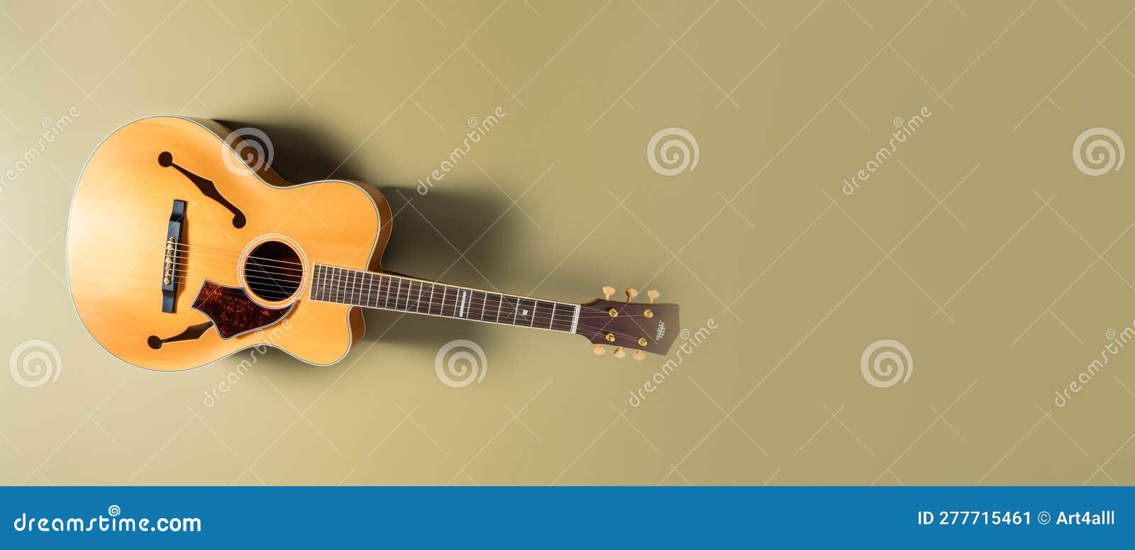 Acoustic Guitar on a Yellow Background with Copy Space. Generative AI ...