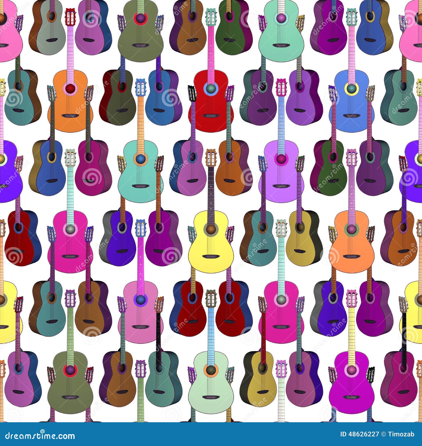 Acoustic Guitars Colorful. Seamless Texture Stock Illustration ...