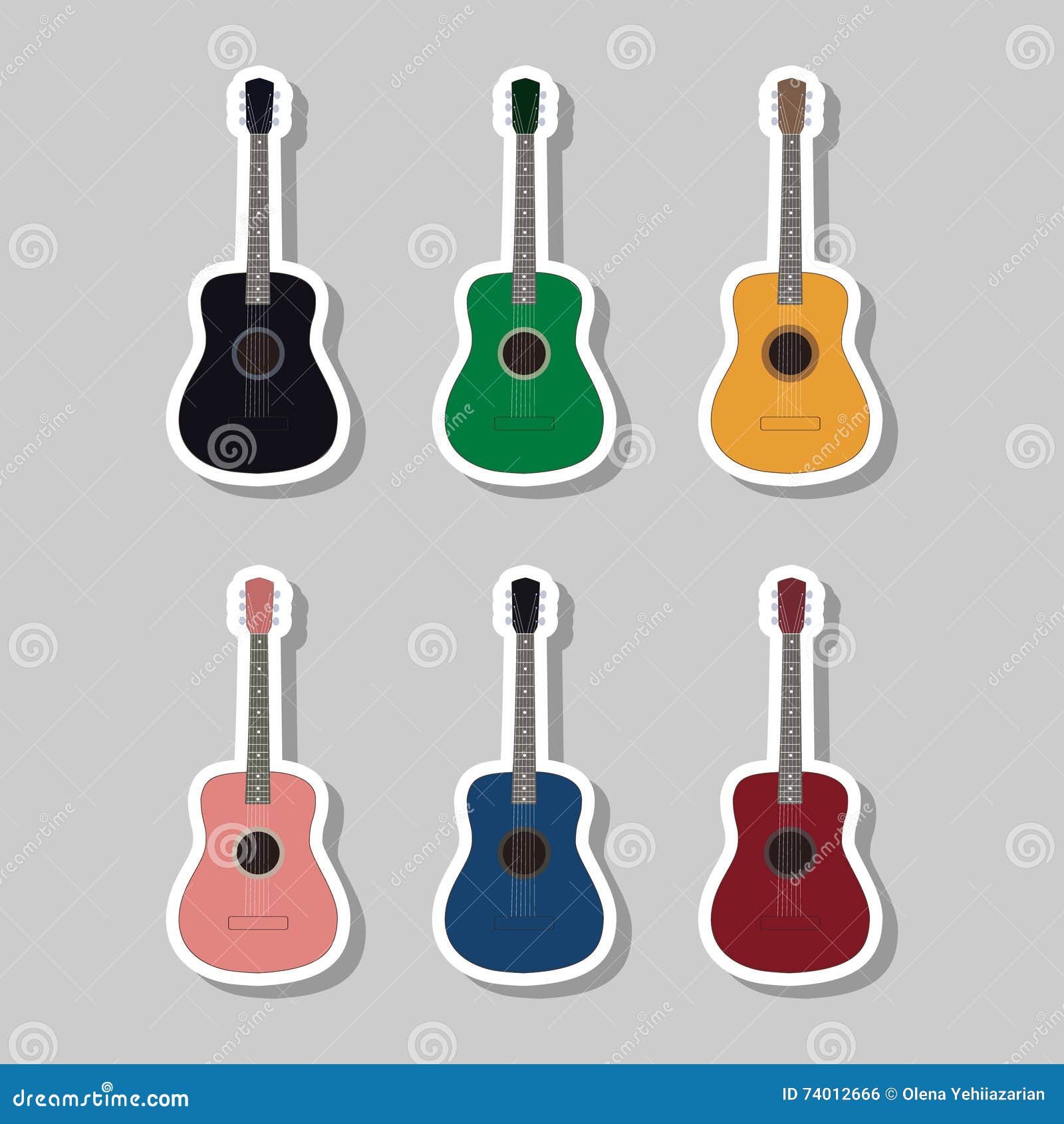 Acoustic Guitars Different Color Stock Vector - Illustration of ...