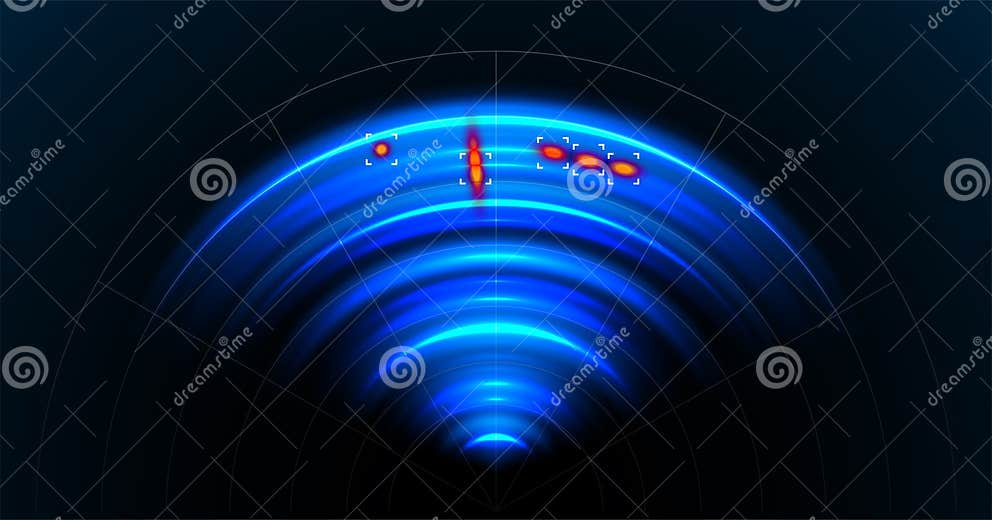 Acoustic Radar. Radar Hazard Detection. Blue Sonar Waves. Sensor Effect ...