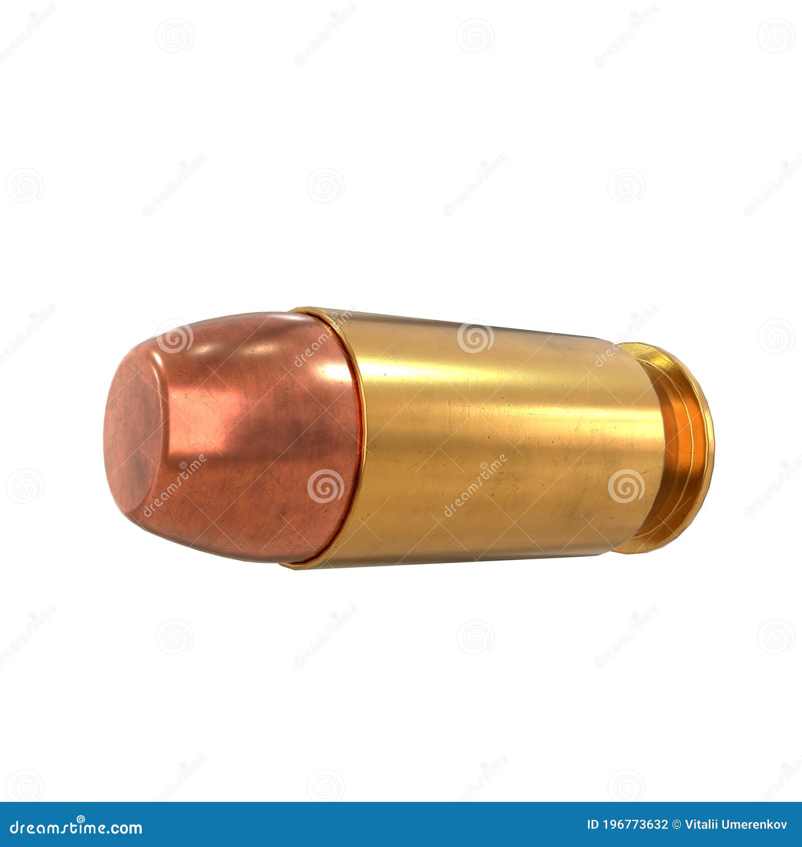 45 ACP pistol bullet stock photo. Illustration of close - 196773632