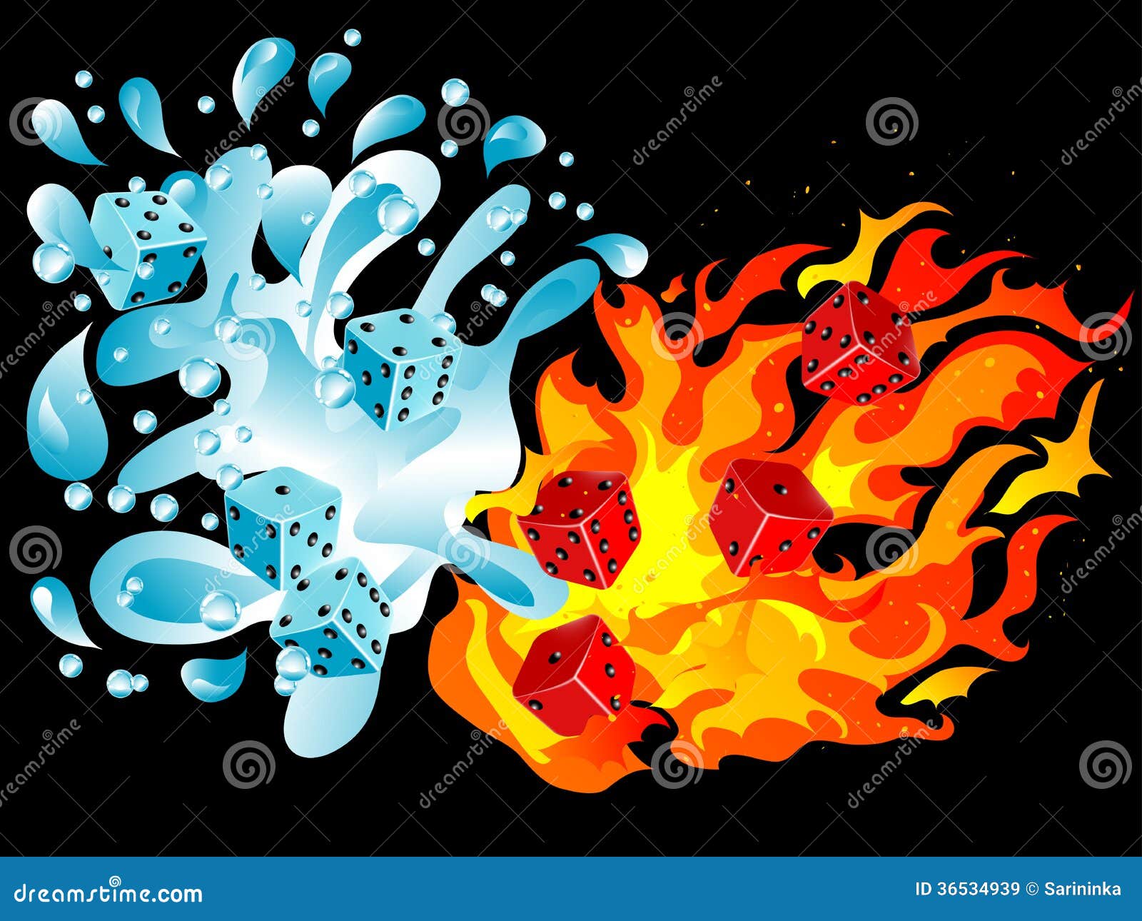 Acqua e fuoco illustrazione vettoriale. Illustrazione di gioco - 36534939