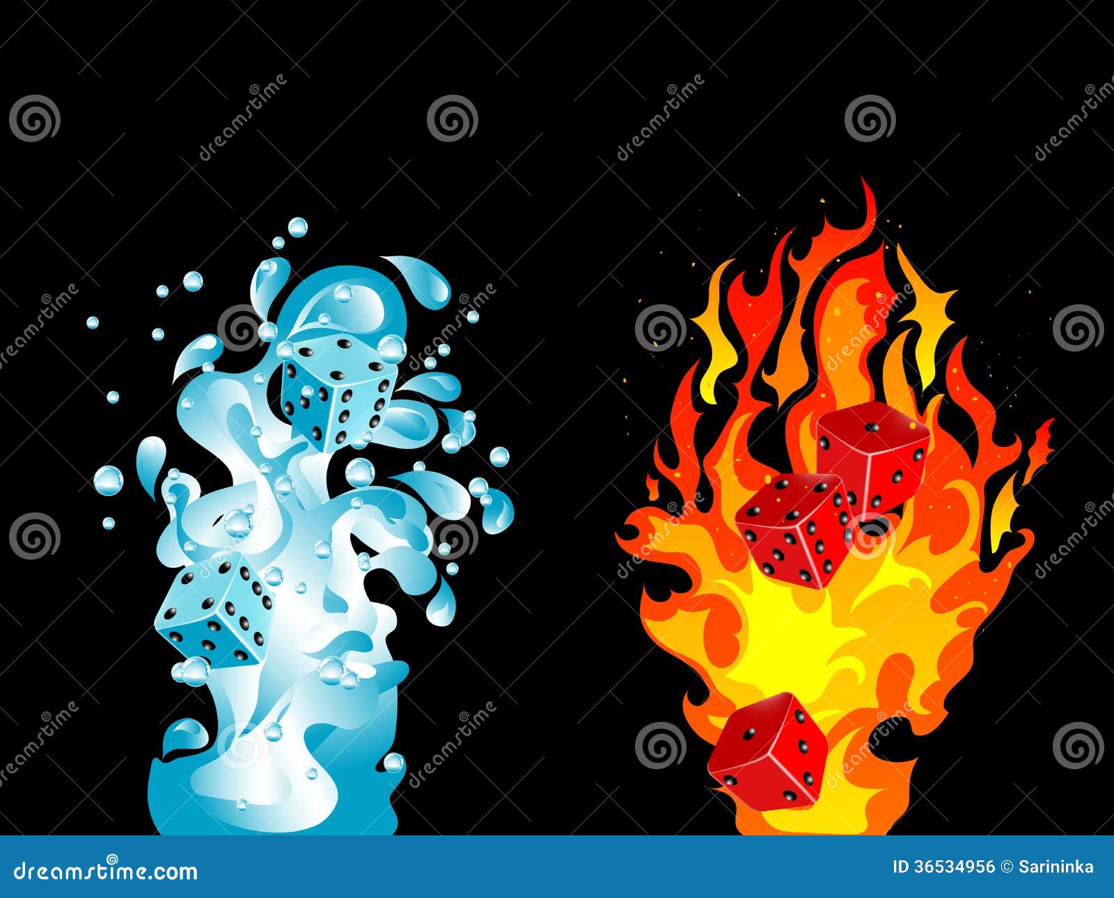 Acqua e fuoco illustrazione vettoriale. Illustrazione di alleggerimento ...