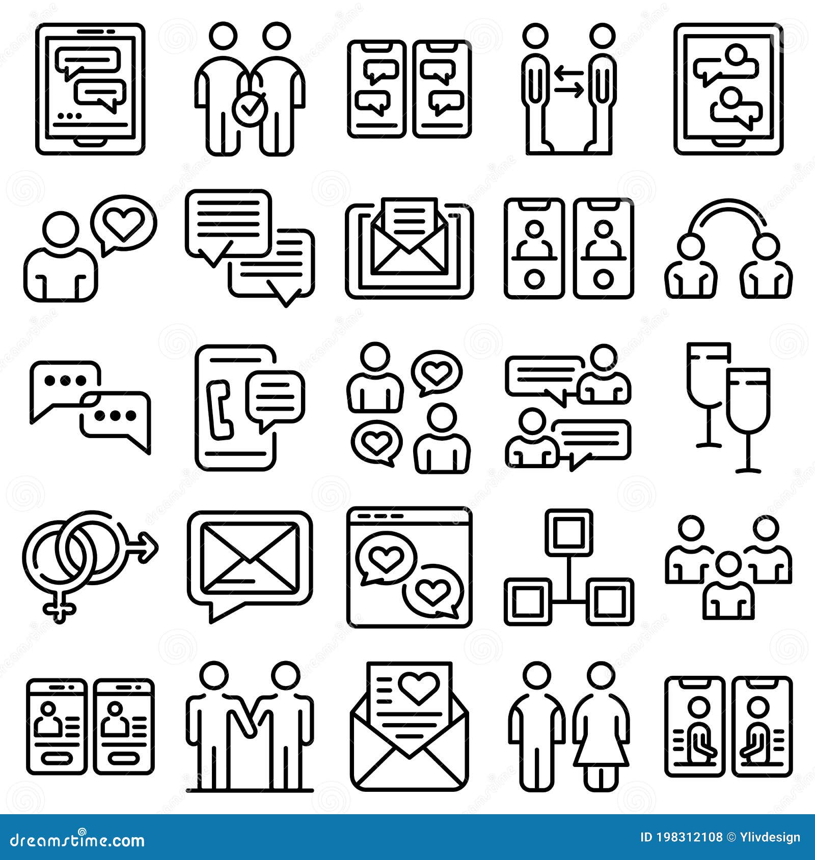 Acquaintance Icons Set, Outline Style Stock Vector - Illustration of ...