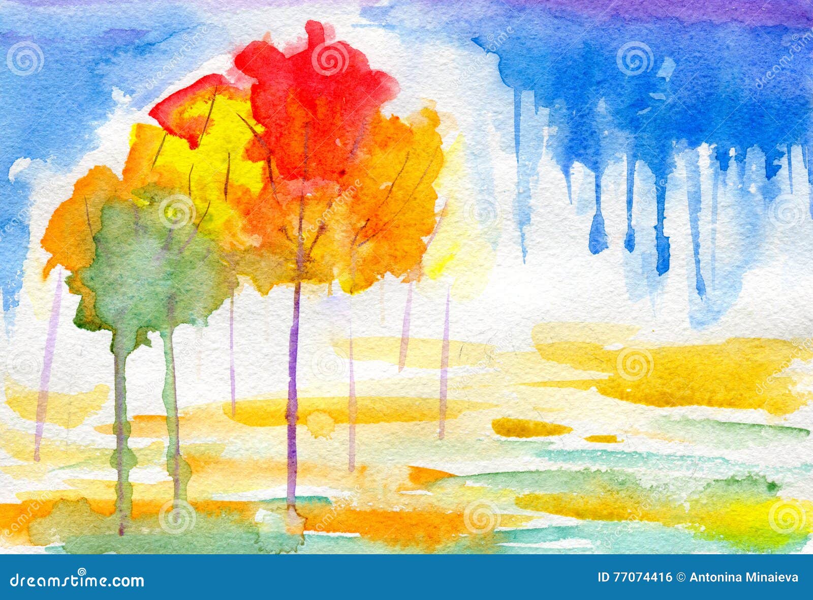 Acquerello Abstraction-2 Di Autunno Illustrazione di Stock ...