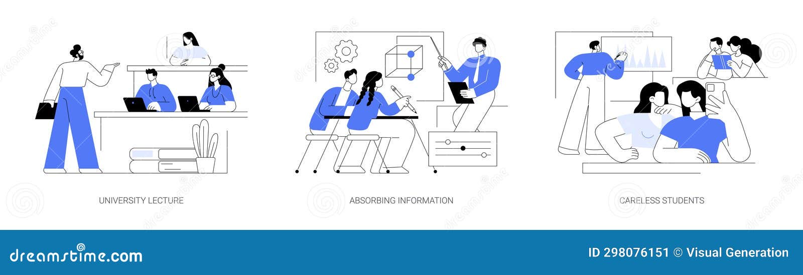 Careless Students Isolated Cartoon Vector Illustrations ...