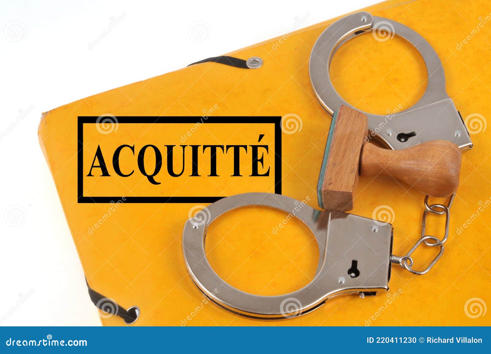 Acquittal File with Handcuffs and an Ink Pad Stock Illustration ...