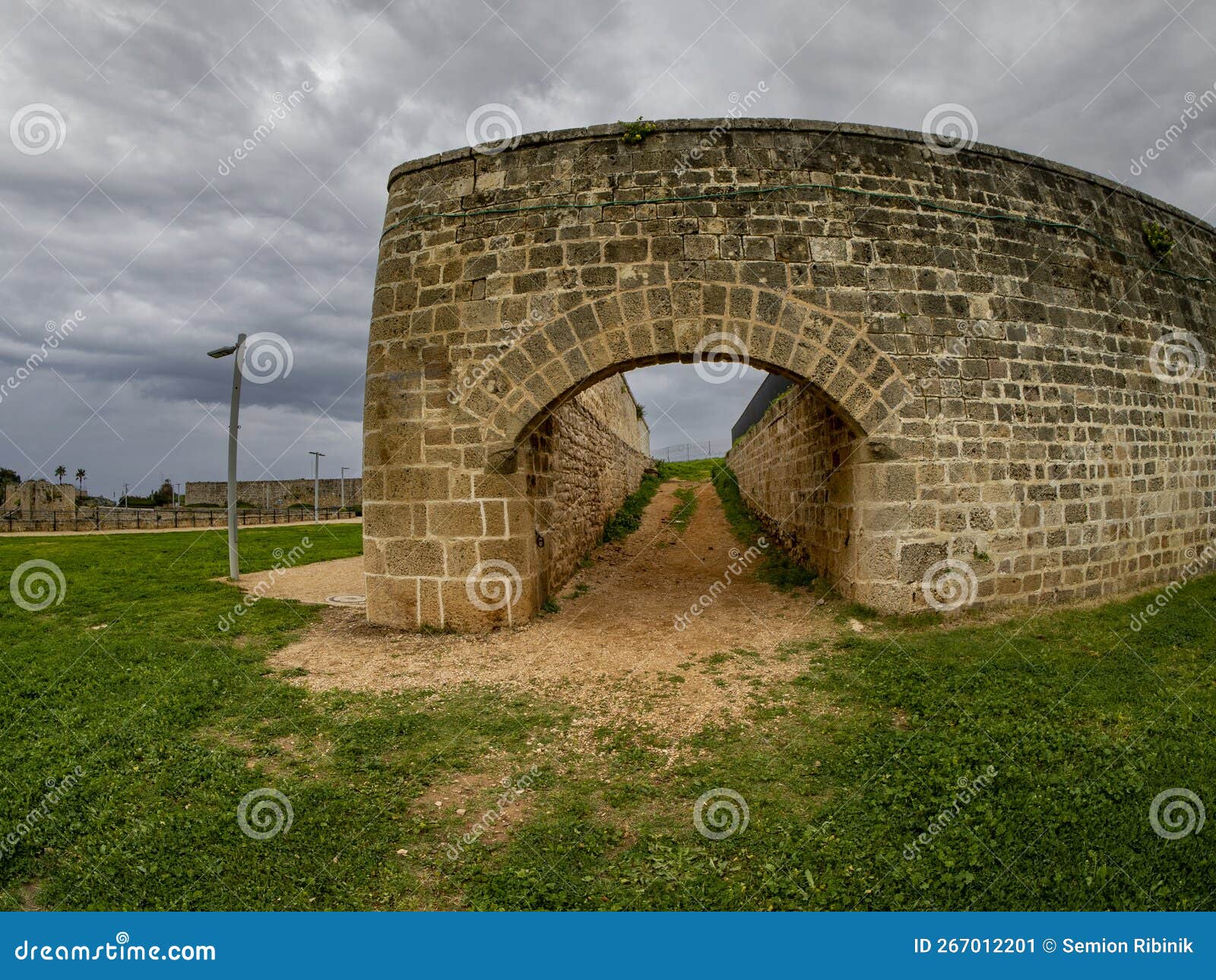 Acre Ancient Fortress, Israel Stock Image - Image of blowing, blue ...