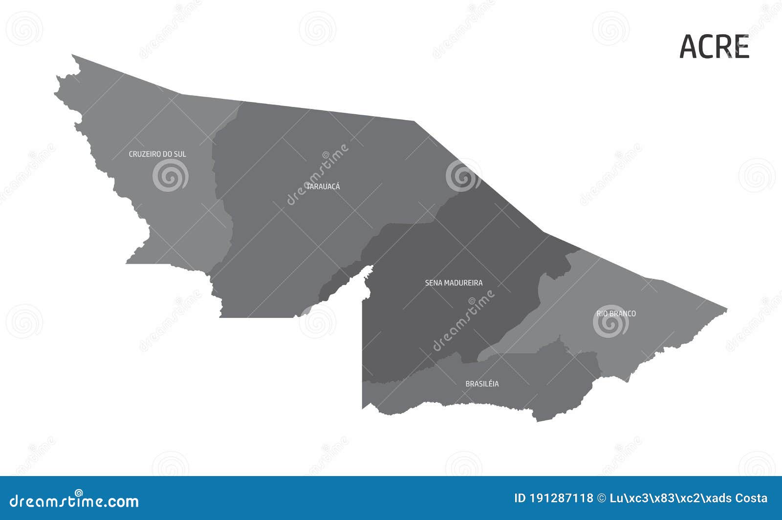 Acre State regions map stock vector. Illustration of cartography ...