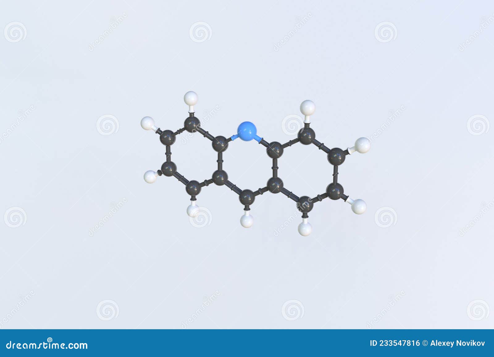Acridine Molecular Structure, 3d Model Molecule, Nitrogen Heterocycle ...