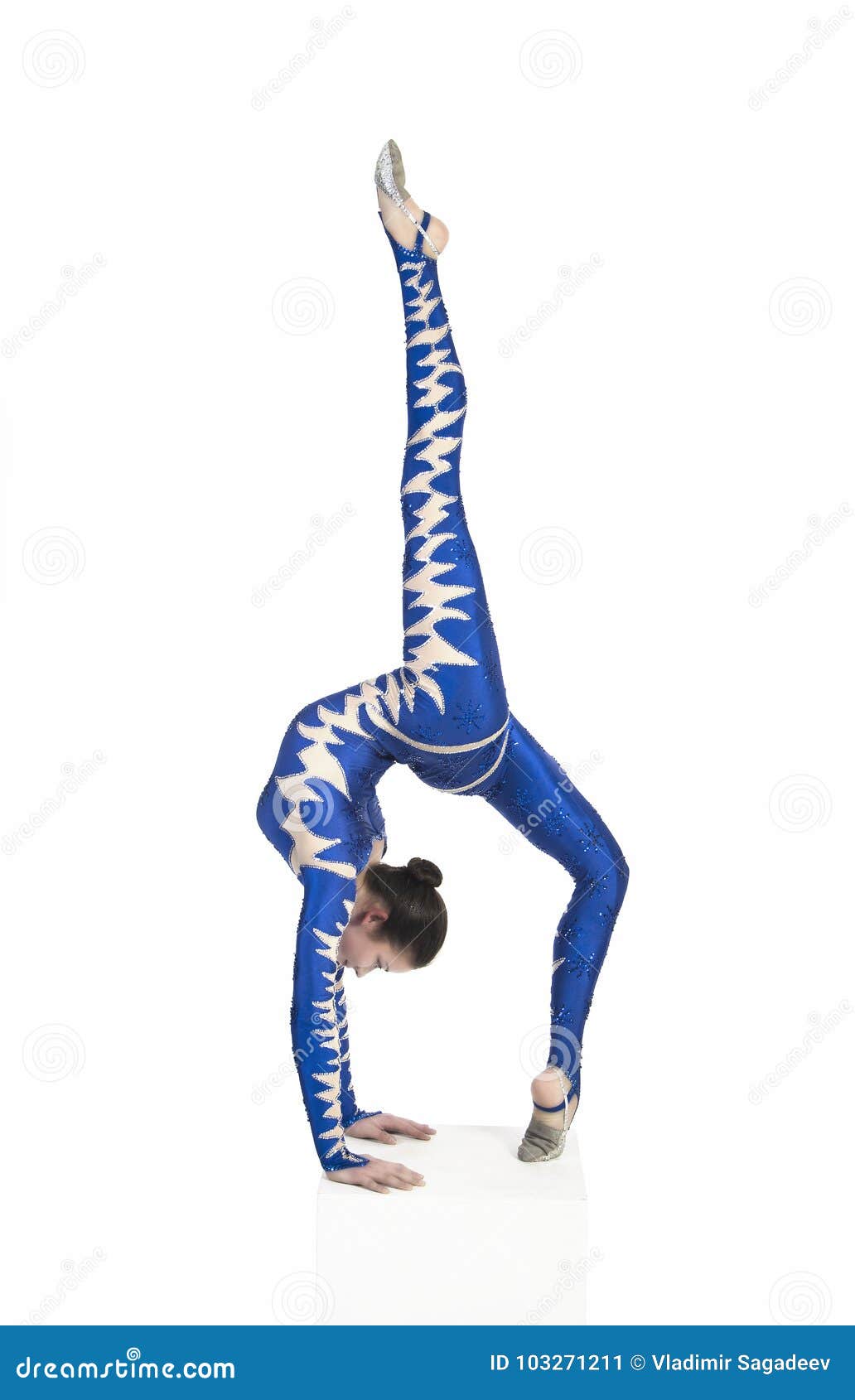 Acrobat, a Circus Artist in a Blue Suit. Stock Image - Image of show ...