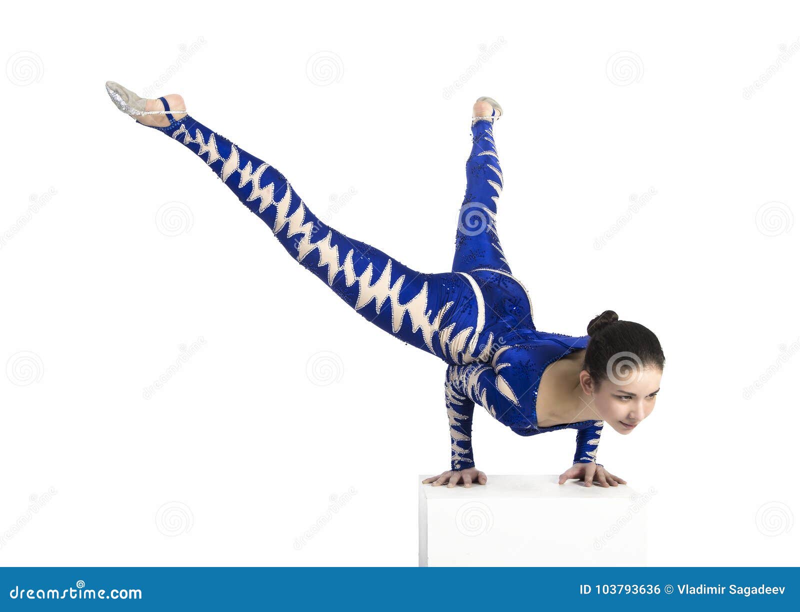 Acrobat, a Circus Artist in a Blue Suit. Stock Photo - Image of station ...