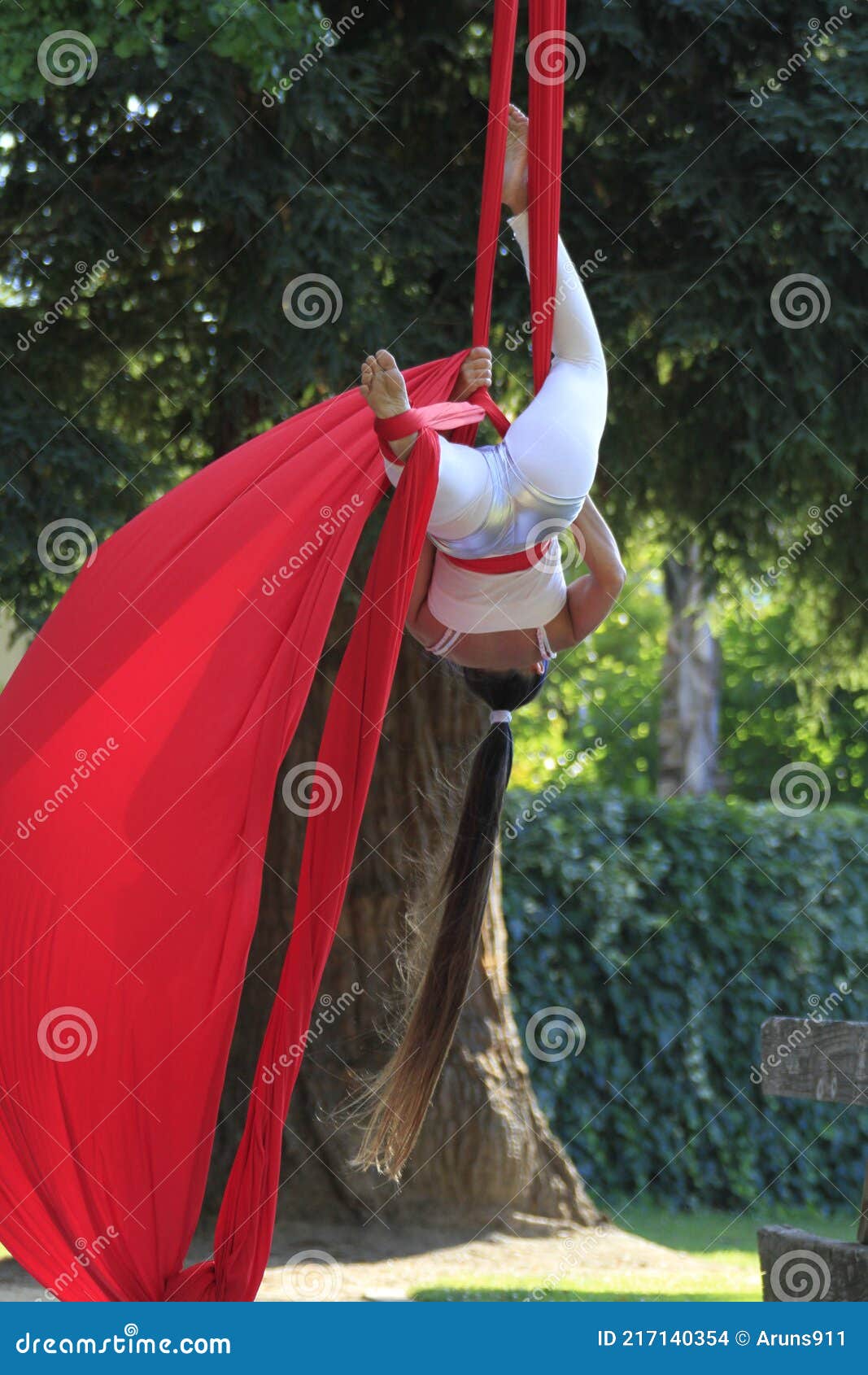 Acrobat Doing Moves in a Park Stock Photo - Image of gold, hanging ...