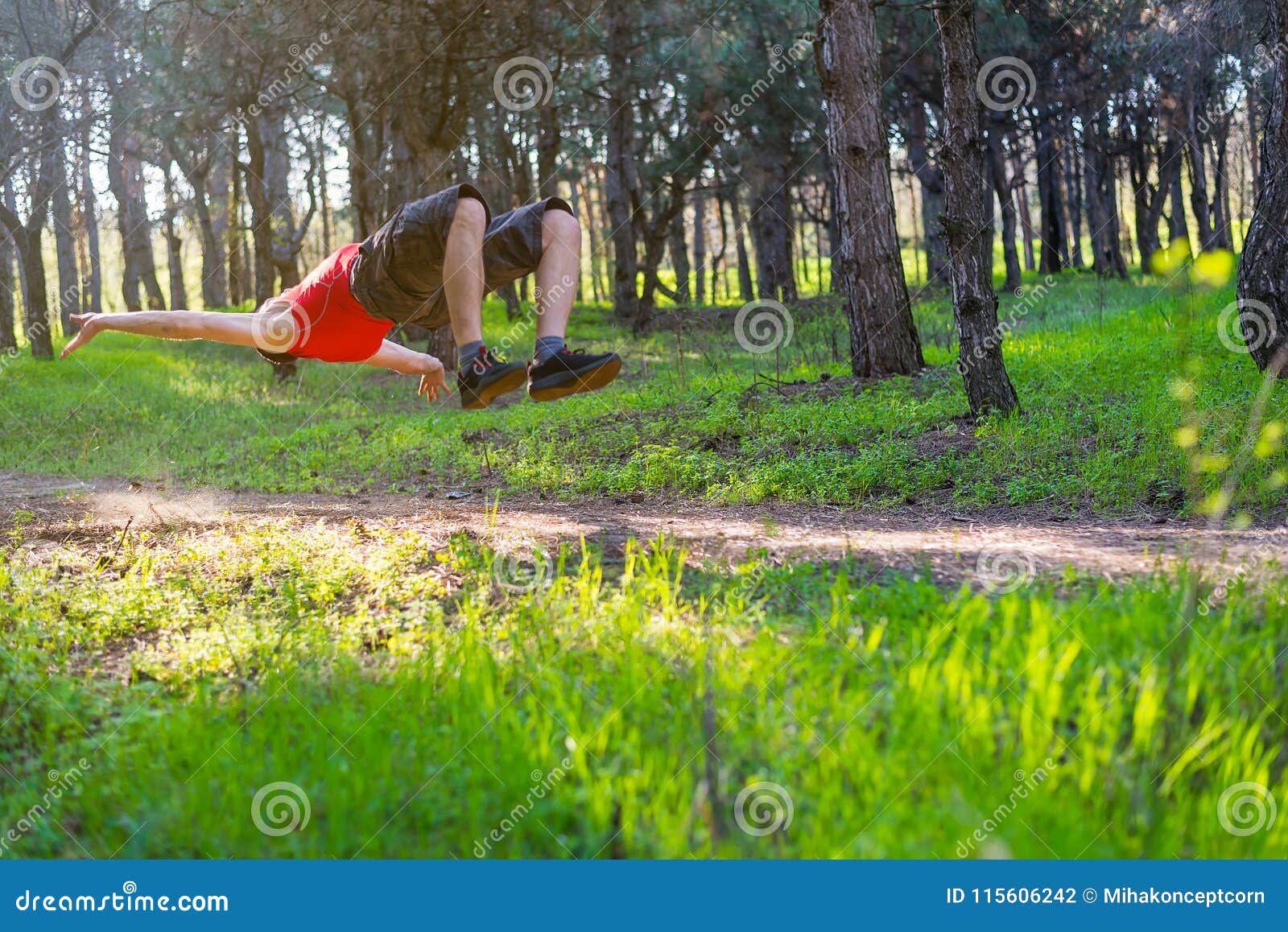 Acrobat Man Practicing Outdoor Space. Stock Photo - Image of autumn ...