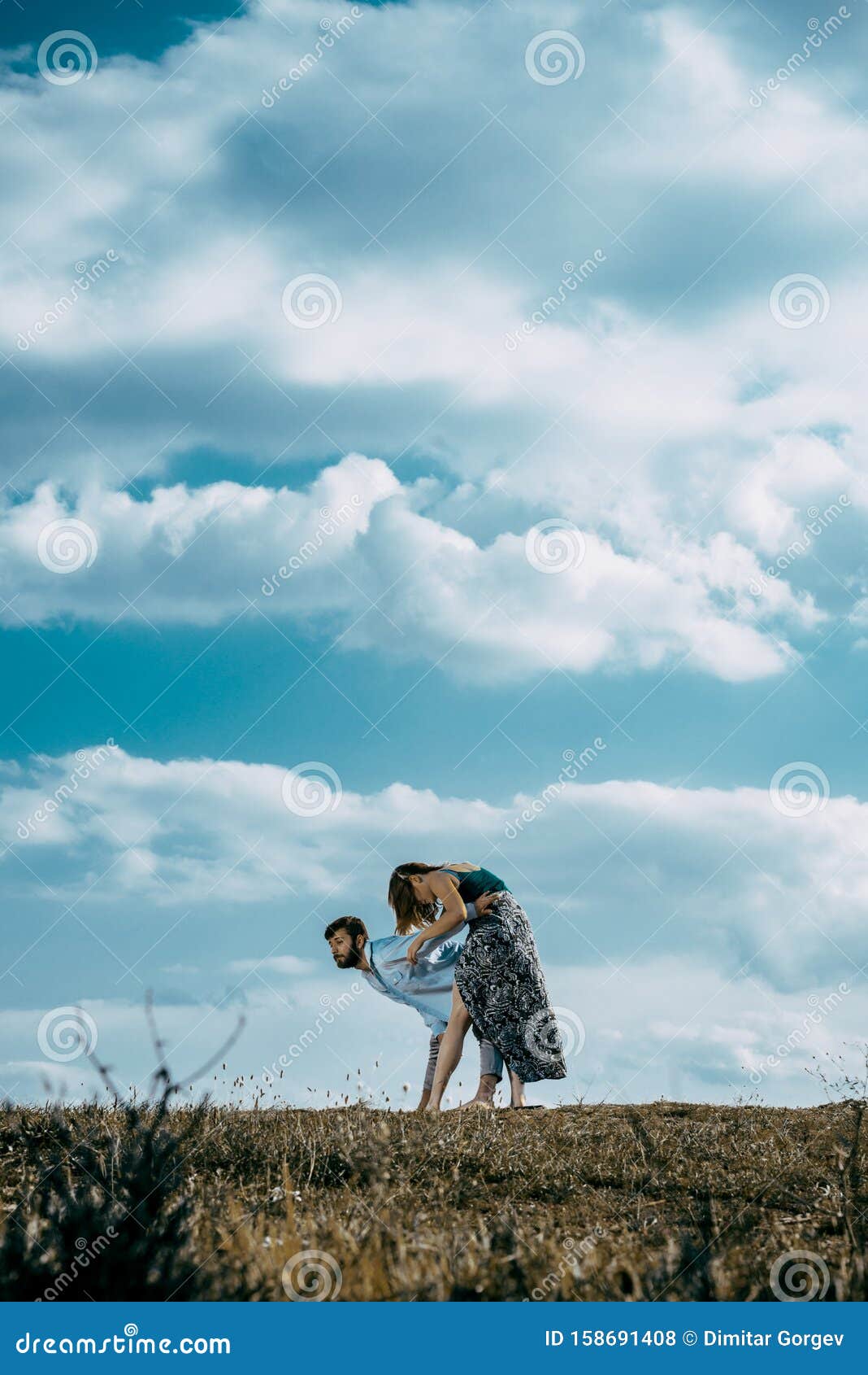 Acrobat Pose of a Two Talented, Young Dancers Exercise Modern Dance ...