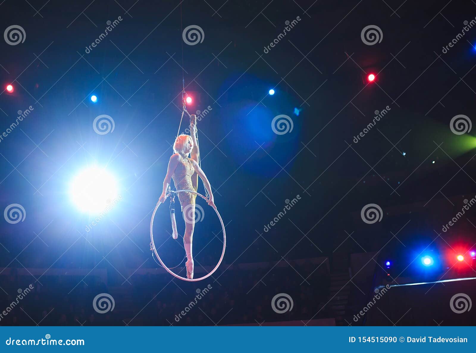 Aerial Acrobat in the Ring. a Young Girl Performs the Acrobatic ...